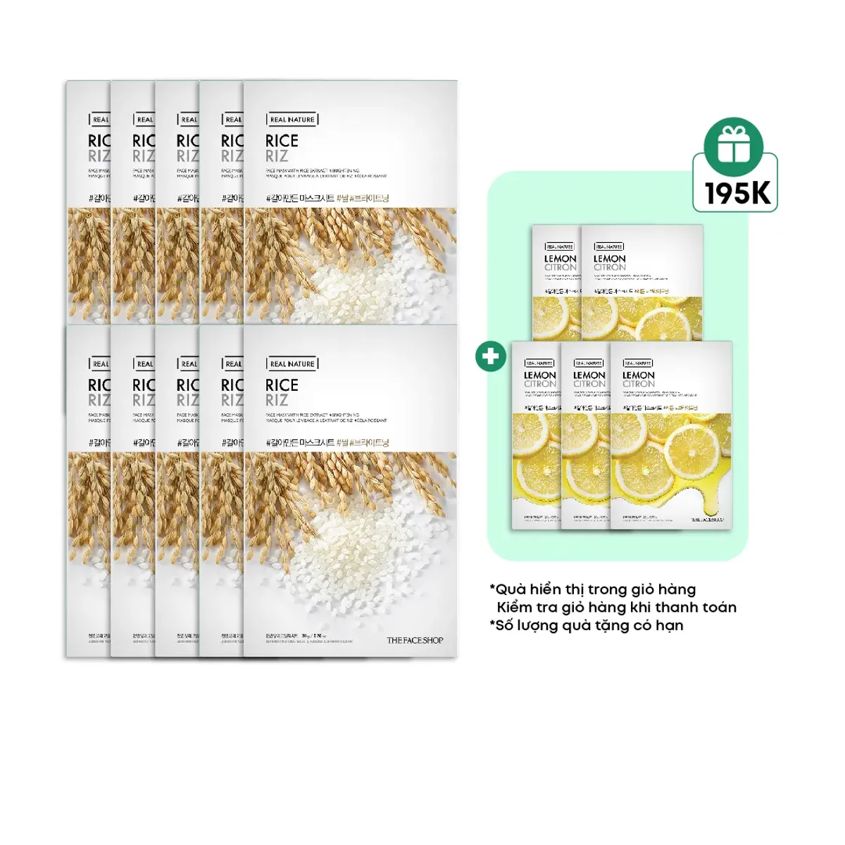 Set 10 Mặt Nạ Làm Sáng Da Chiết Xuất Gạo THE FACE SHOP Real Nature Rice ...