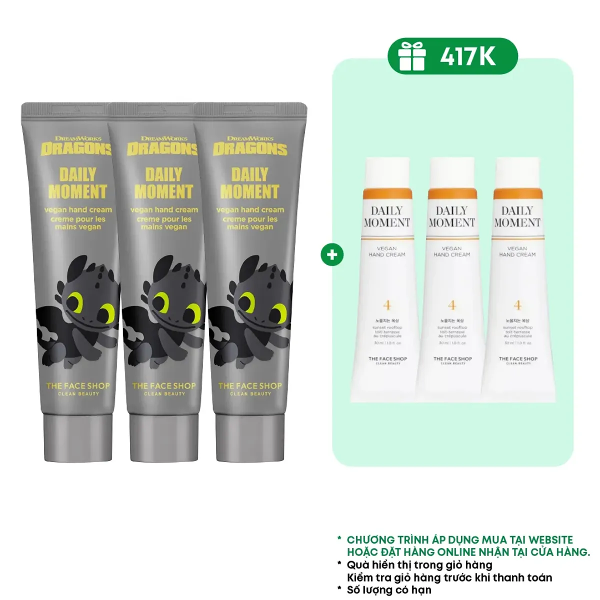 Combo 3 Kem Dưỡng Da Tay THE FACE SHOP Thuần Chay Daily Moment Vegan ...