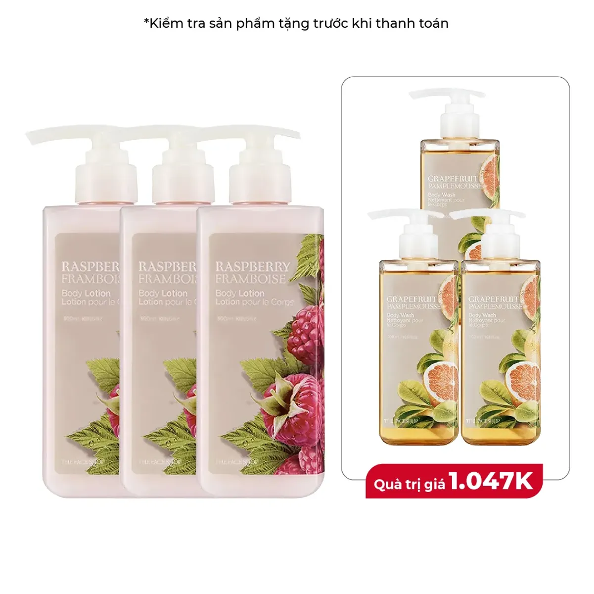 Set 3 Sữa Dưỡng Thể Raspberry Body Lotion 300ml