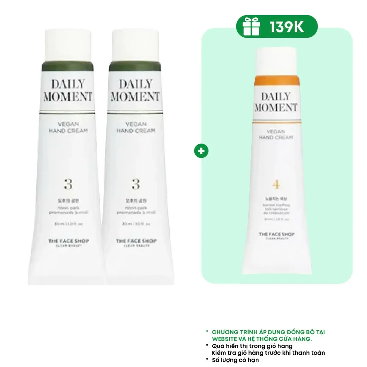 Combo 2 Kem Dưỡng Da Tay THE FACE SHOP Thuần Chay Daily Moment Vegan ...