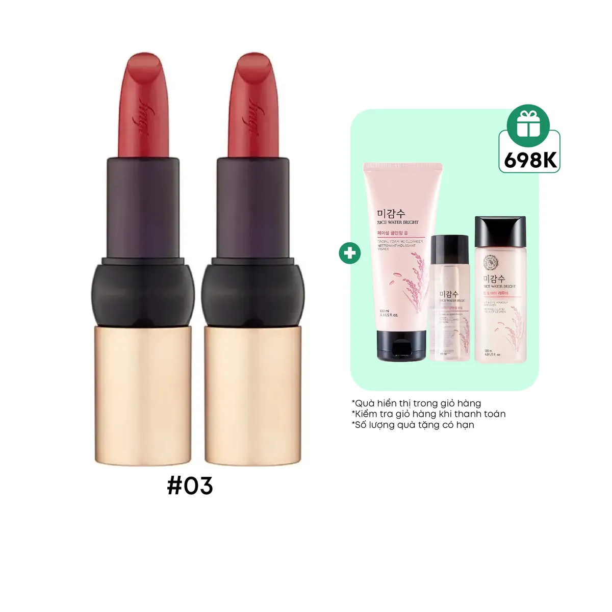 Combo 2 Son Thỏi New Bold 3.5g #03 Shiny Brick