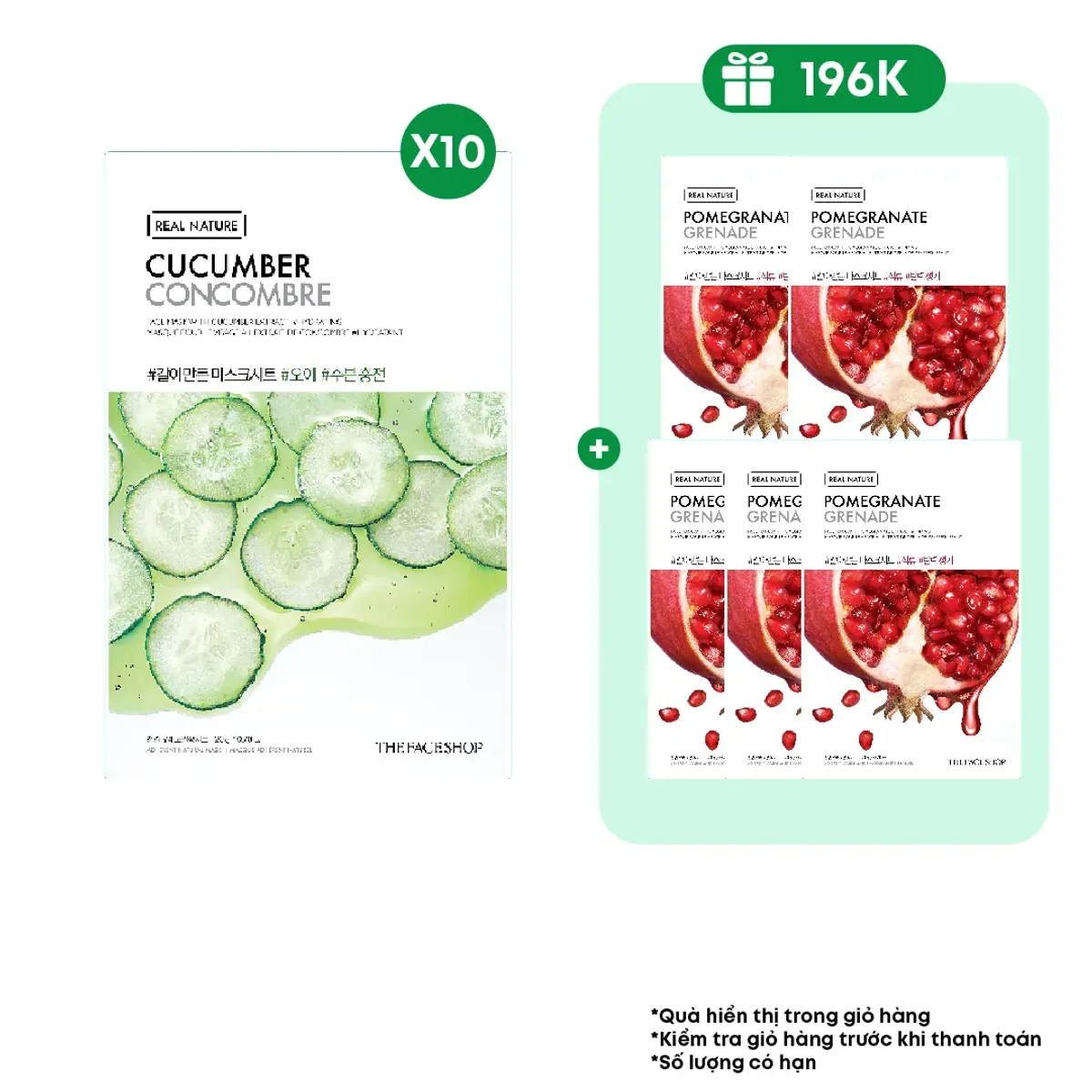 Set 10 Mặt Nạ Cung Cấp Nước Cho Da THE FACE SHOP Real Nature Cucumber ...