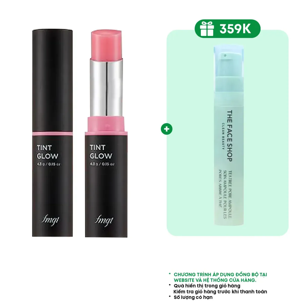 [FMGT] Son Môi Dưỡng Ẩm Tự Nhiên THE FACE SHOP Tint Glow 4.3g (GZ)