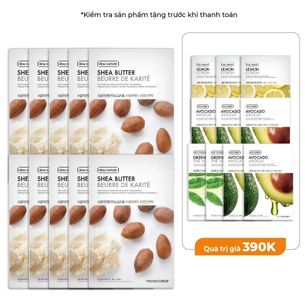 Set 10 Mặt Nạ Real Nature Shea Butter