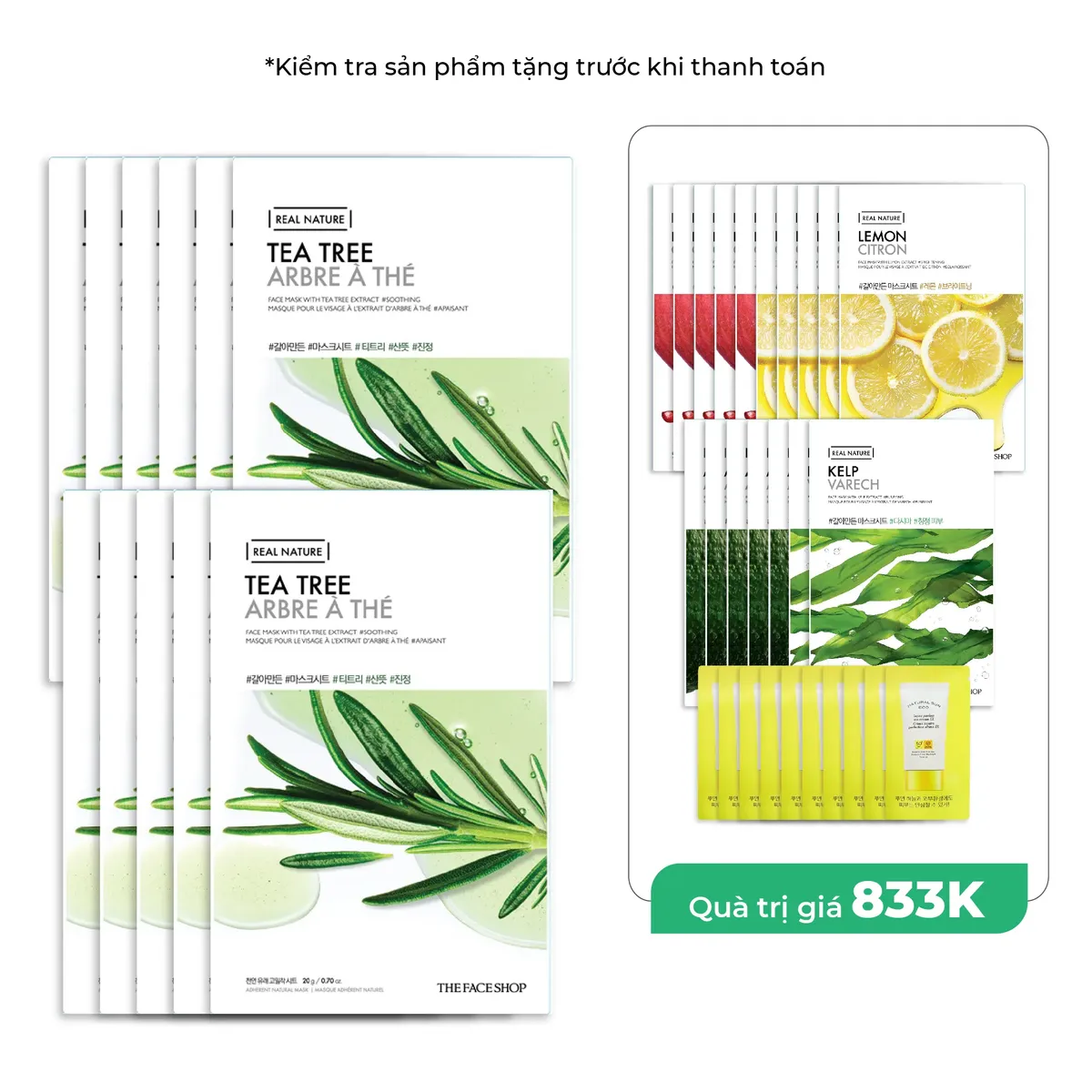 Combo 11 Mặt Nạ Thanh Lọc Real Nature Tea Tree