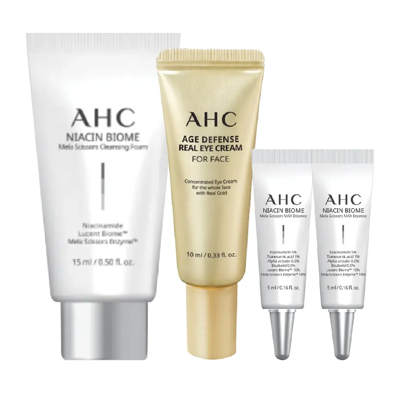 Combo Dưỡng Da Vùng Mắt AHC(1 kem mắt 10ml, 2 tinh chất 5ml, 1 sữa rửa mặt 15ml)