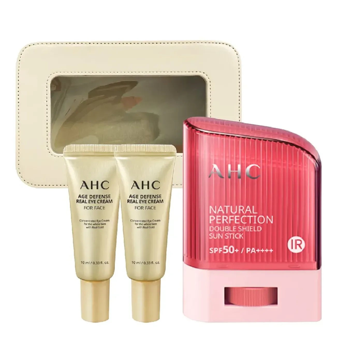 (Gift) Kem Chống Nắng Ahc Natural Perfection 14G, 2 Kem Mắt Ahc Age Defense 10Ml & Túi Đựng Mỹ ...
