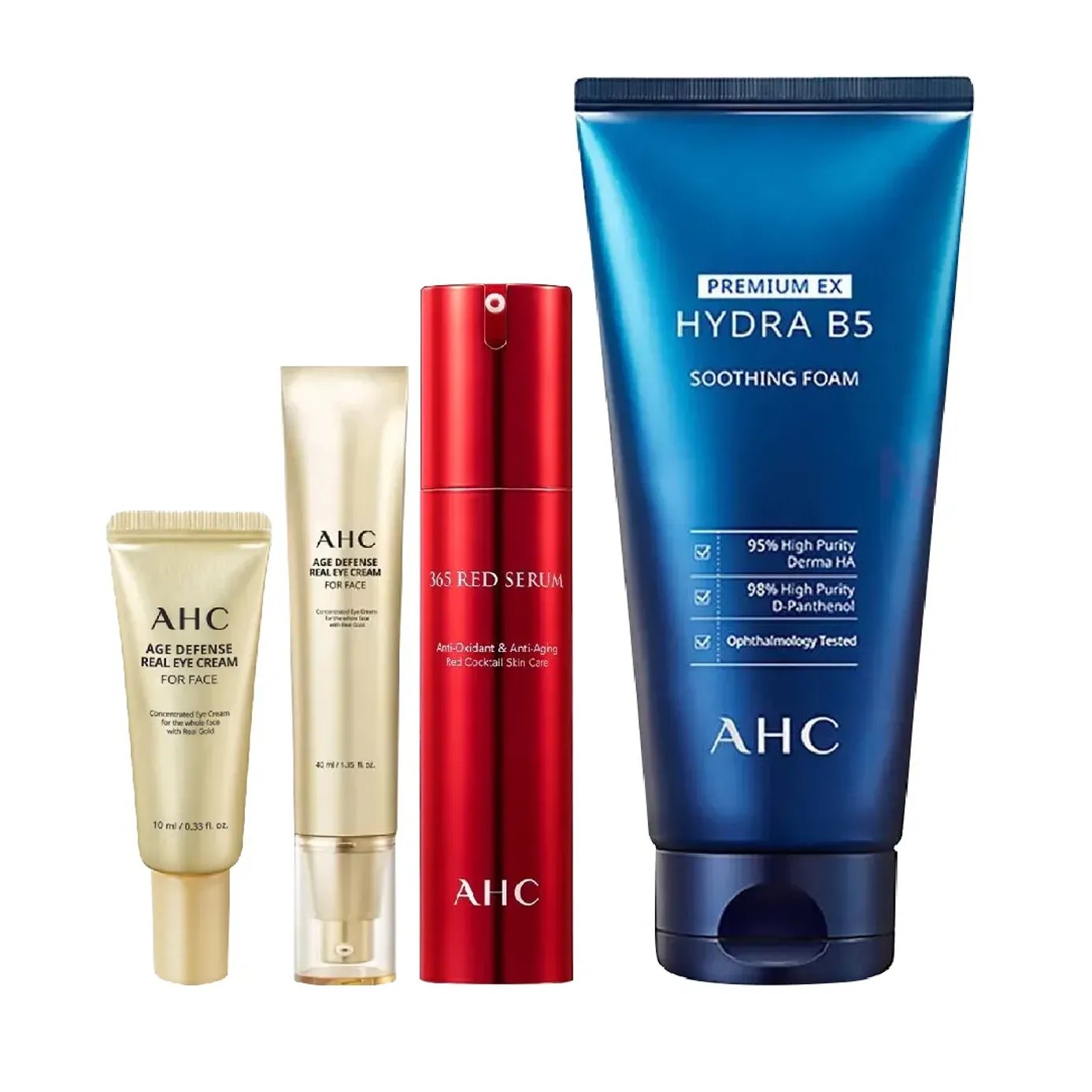 Combo Dưỡng Ẩm Da AHC (1 kem mắt 40ml, 1 tinh chất 50ml, 1 sữa rửa mặt 180ml, 1 kem dưỡng 10ml)