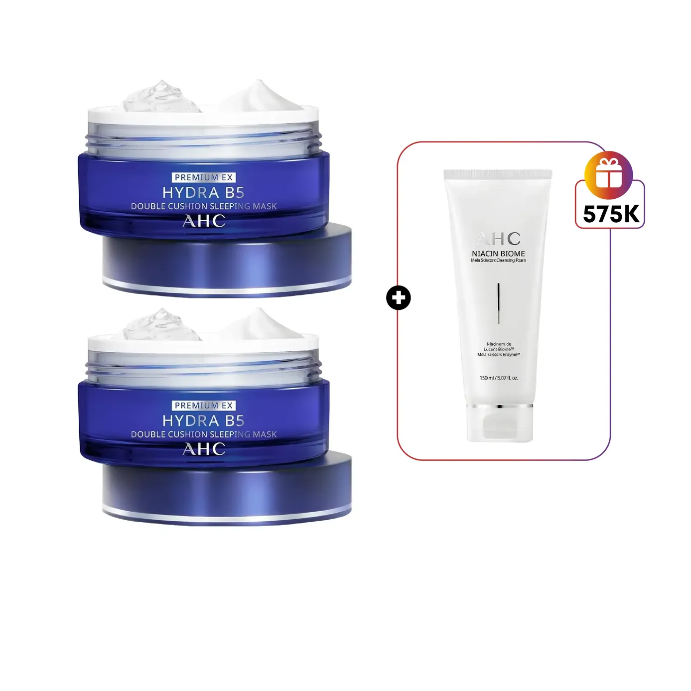 Set 2 Mặt Nạ Ngủ Dưỡng Ẩm AHC Premium Ex Hydra B5 Double Cushion Sleeping Mask 60g