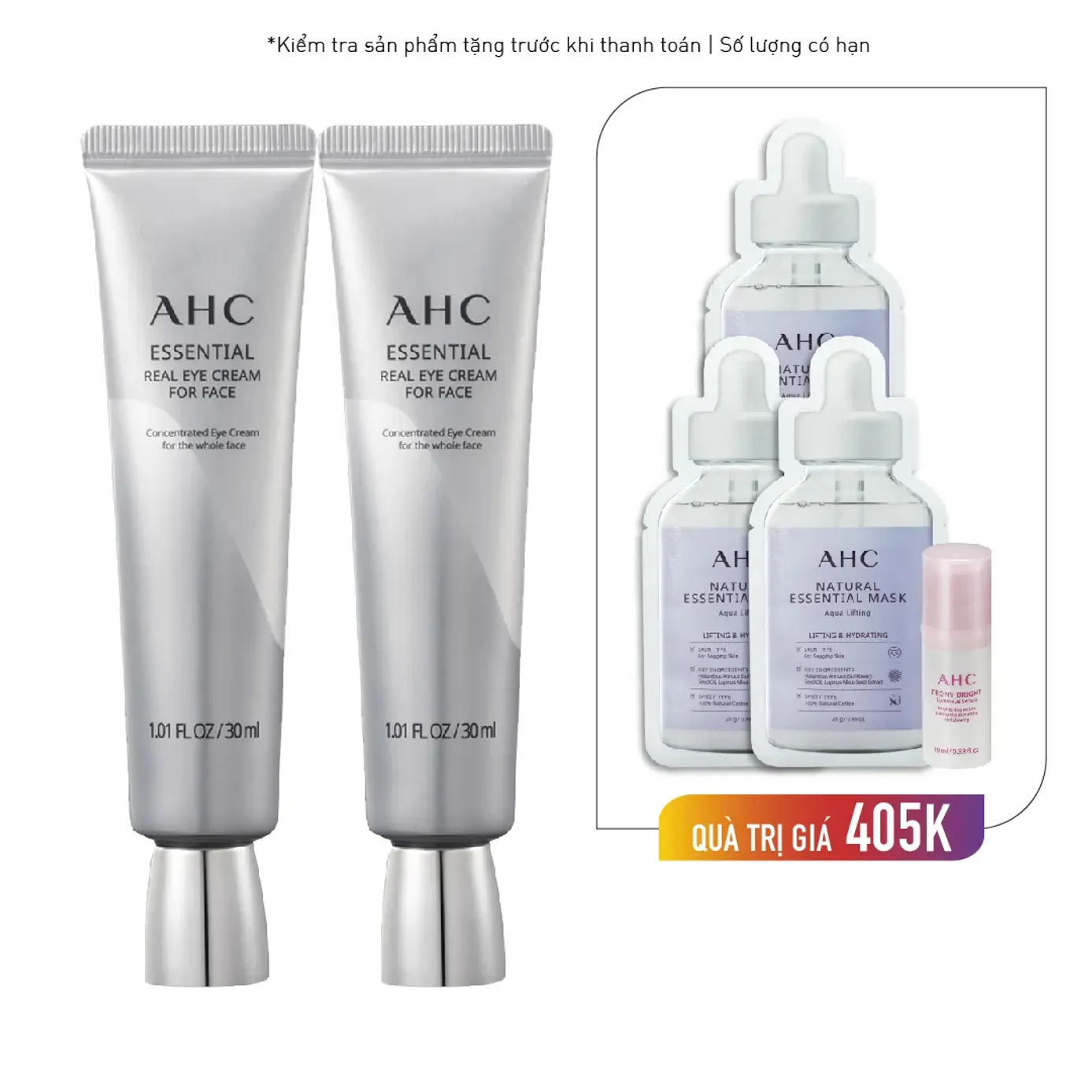 Combo 2 Kem Mắt Trẻ Hóa AHC Essential Real Eye Cream For Face 30Ml