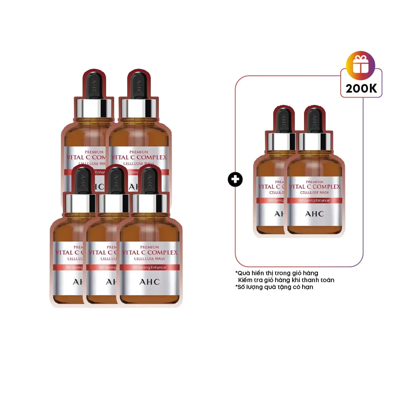 Combo 7 Mặt Nạ Giấy Làm Sáng Trắng Da AHC Premium Vital C Complex Cellulose Mask