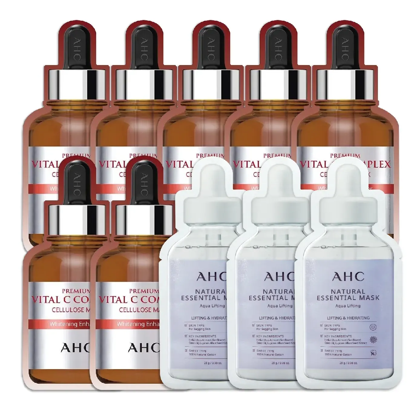 Combo 10 Mặt Nạ Mix AHC Làm Sáng Da (7 vital C, 3 lifting)