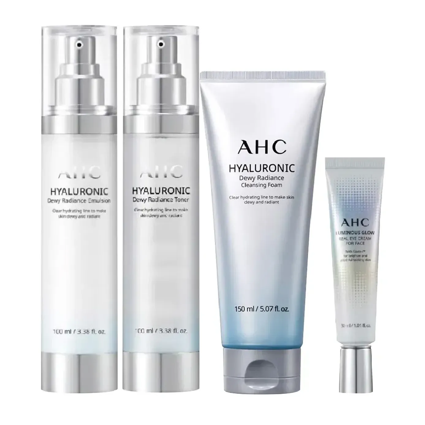 Combo AHC Kem Mắt 30ml, Sữa Dưỡng 100ml, Toner 100ml, Sữa Rửa Mặt 150ml)