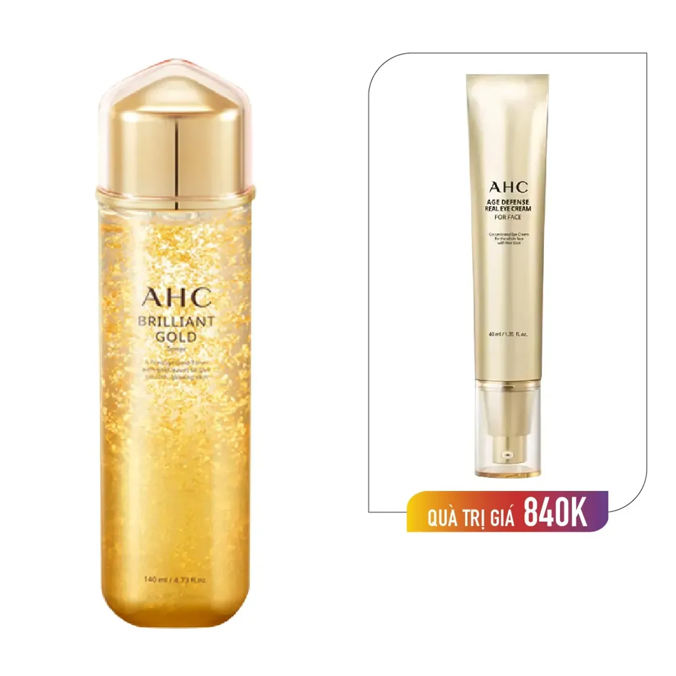 Combo Nước Cân Bằng AHC Brilliant Gold 140ml & Kem Mắt AHC Age Defense 40ml