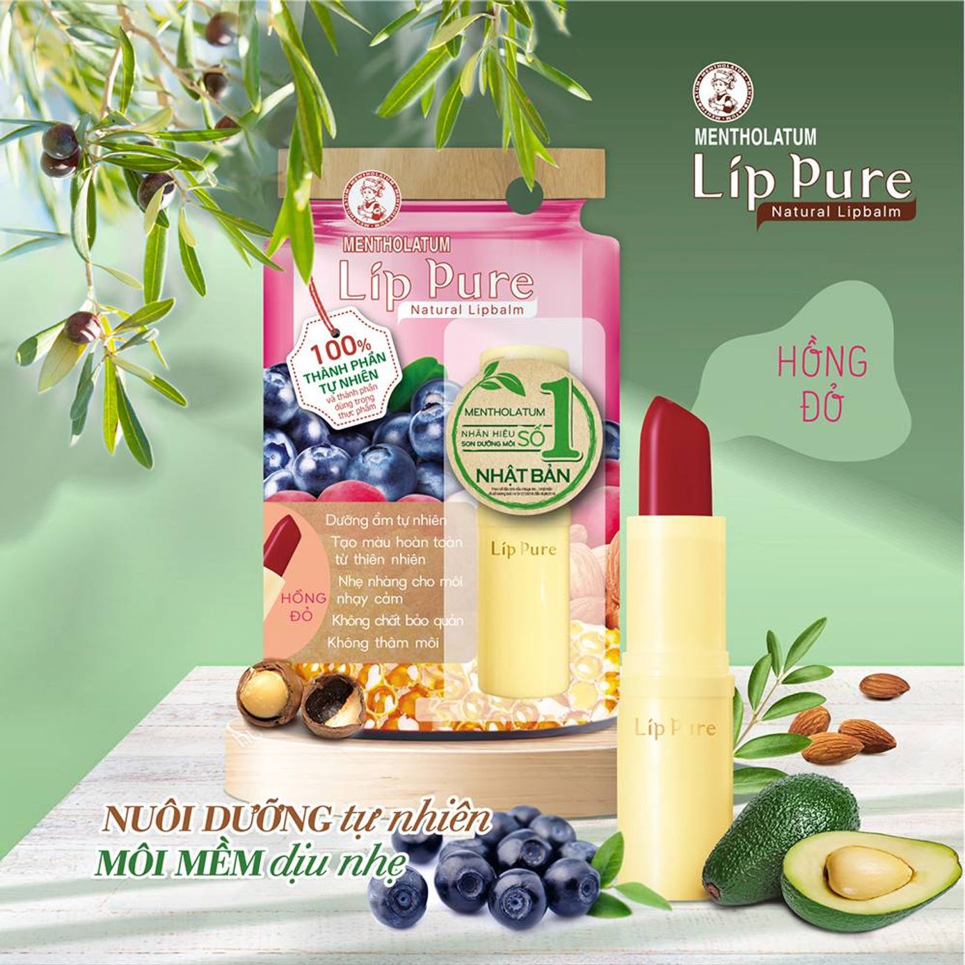 Son Dưỡng Môi Có Màu Mentholatum Lip Pure 3.8G