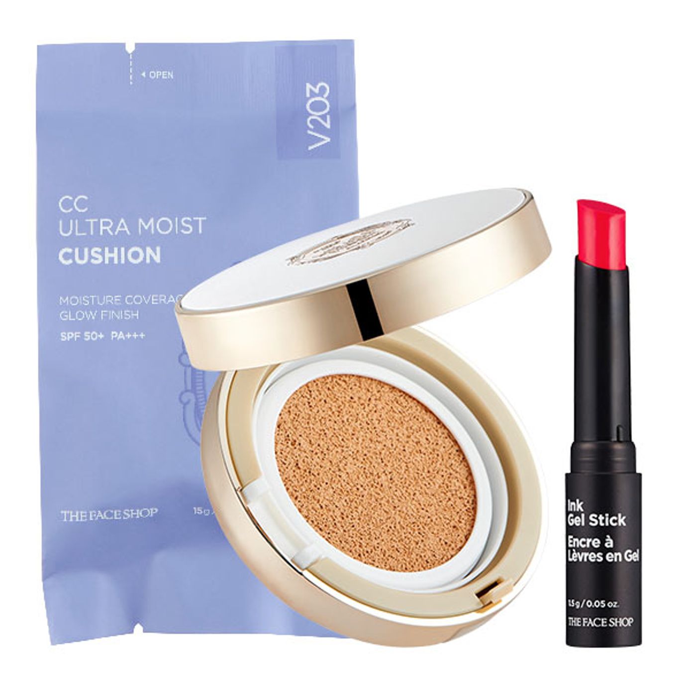 Bộ trang điểm đa năng CC ULTRA MOIST CUSHION V203 (Cushion, Lipstick)