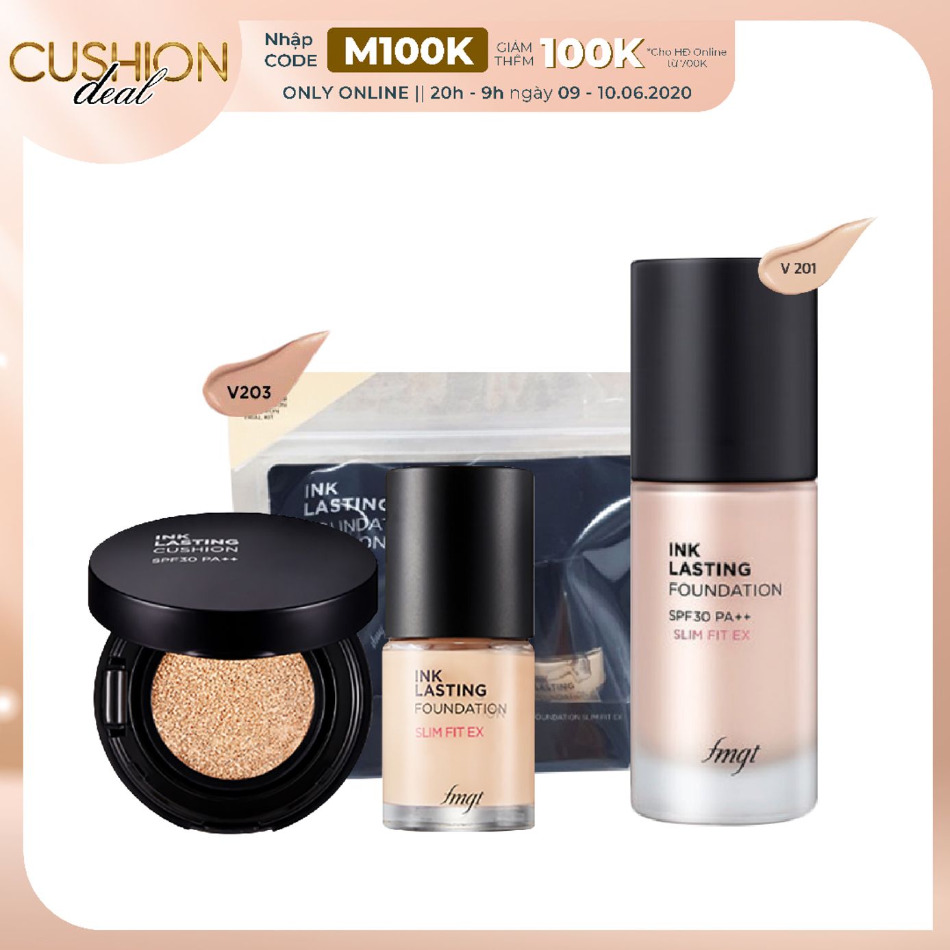 Bộ [FMGT] Kem Nền Lâu Trôi Chống Nắng INK LASTING FOUNDATION SLIM FIT X ...