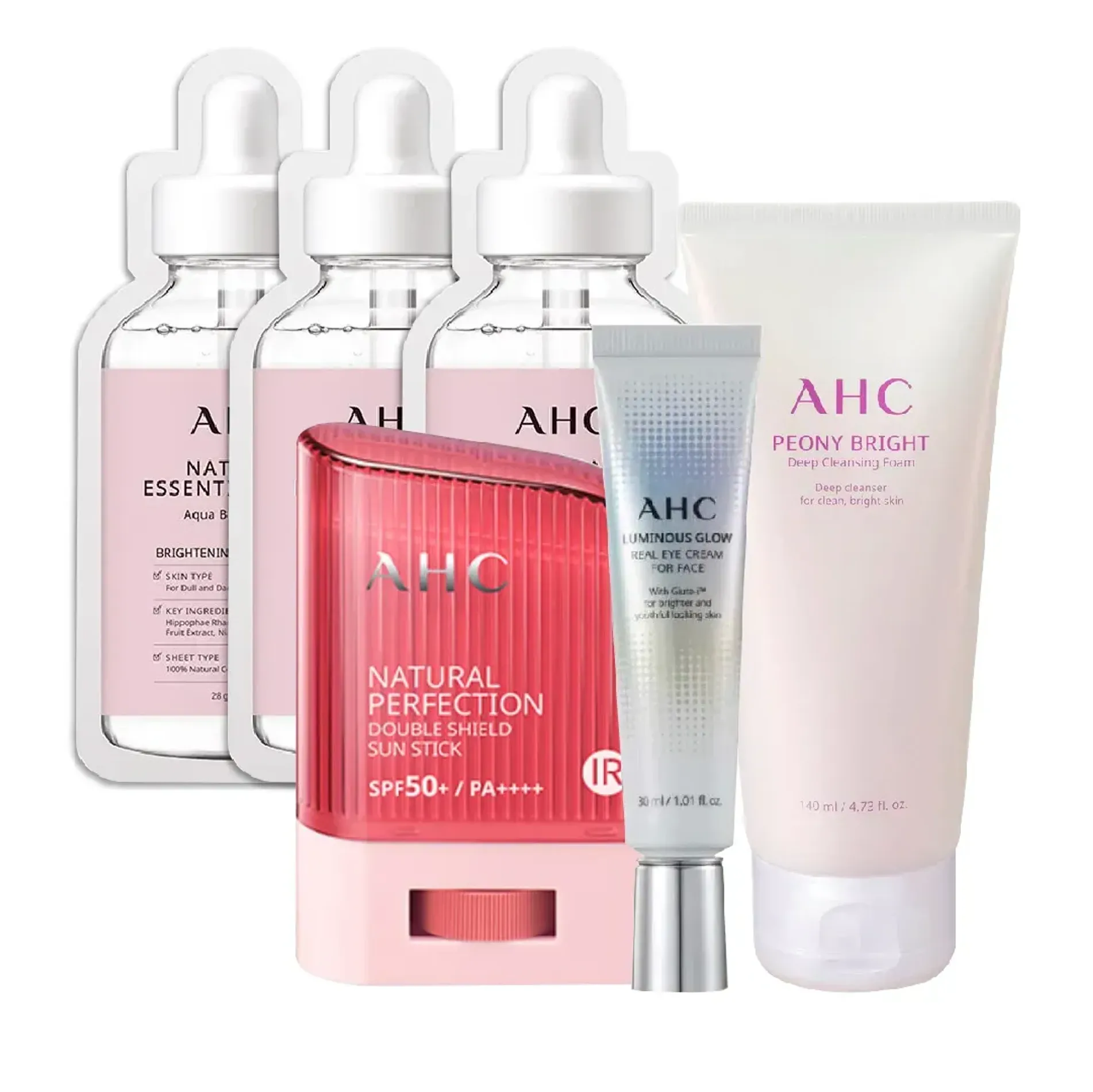 Combo Dưỡng Sáng Ahc (1 Kem Mắt Luminous Glow 30Ml, 1 Sữa Rửa Mặt Peony 140Ml, 1 Kem Chống Nắng ...