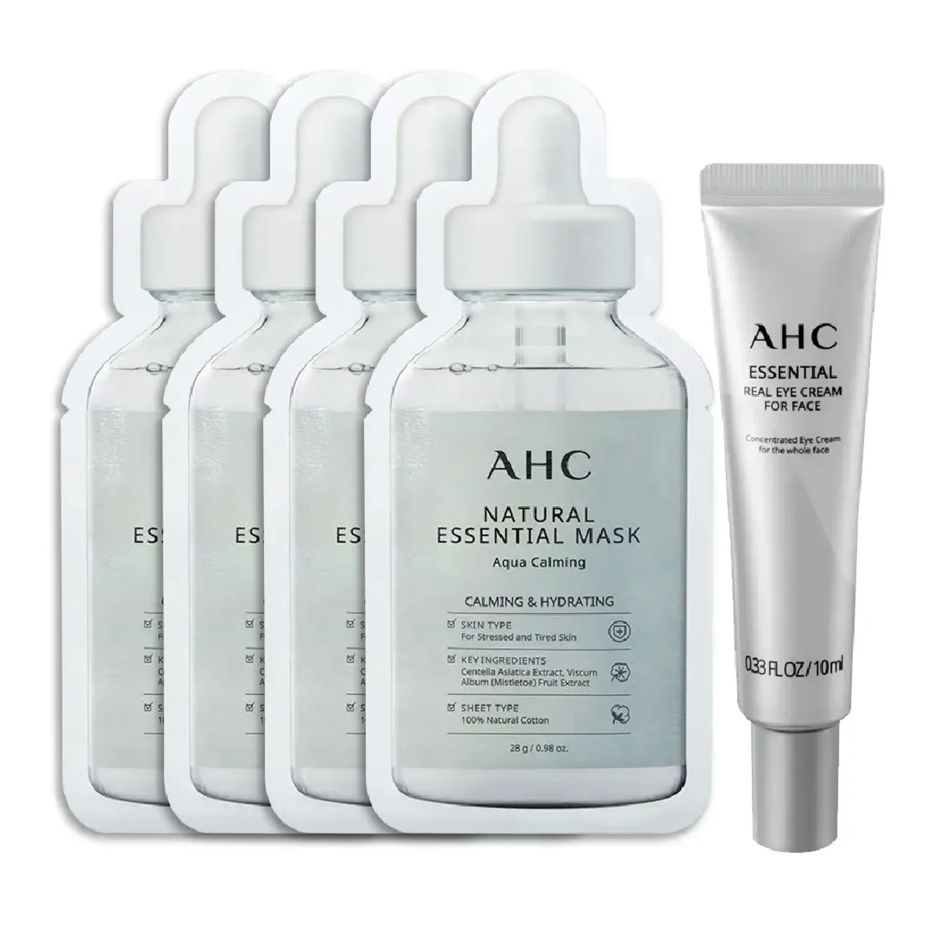 (Gift) Dưỡng Trẻ Hóa Da AHC Natural (1 Kem Mắt 10ml + 4 Mặt Nạ 28g)