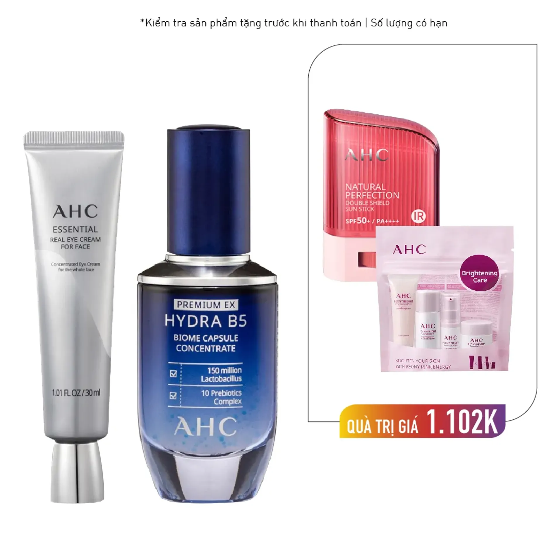 Combo Trẻ Hóa AHC (1 kem mắt Essential 30ml & 1 Tinh Chất B5)