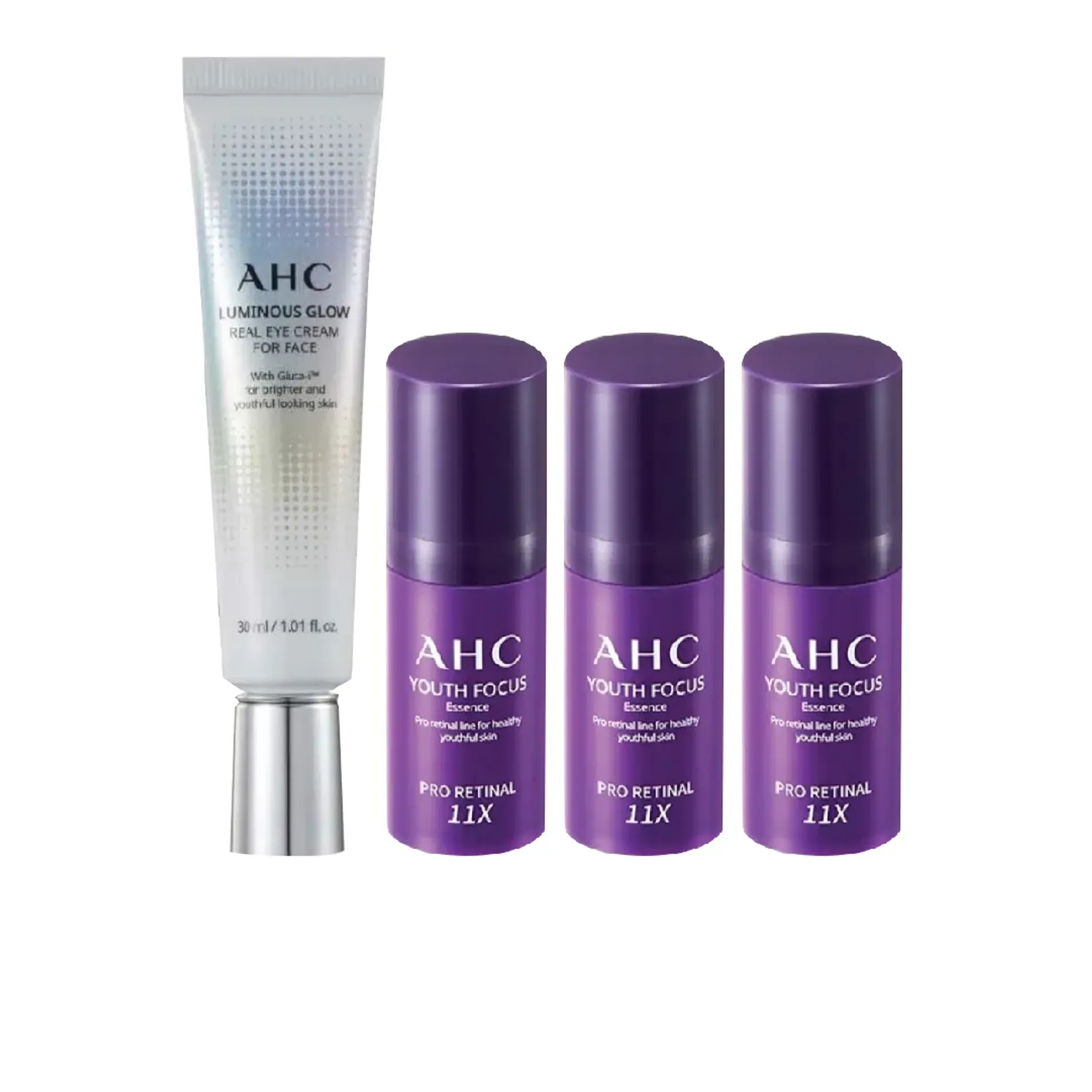 Combo Kem Dưỡng Làm Sáng Vùng Da Mắt AHC Luminous Glow 30ml (kèm 3 tinh chất Youth Focus 10ml)