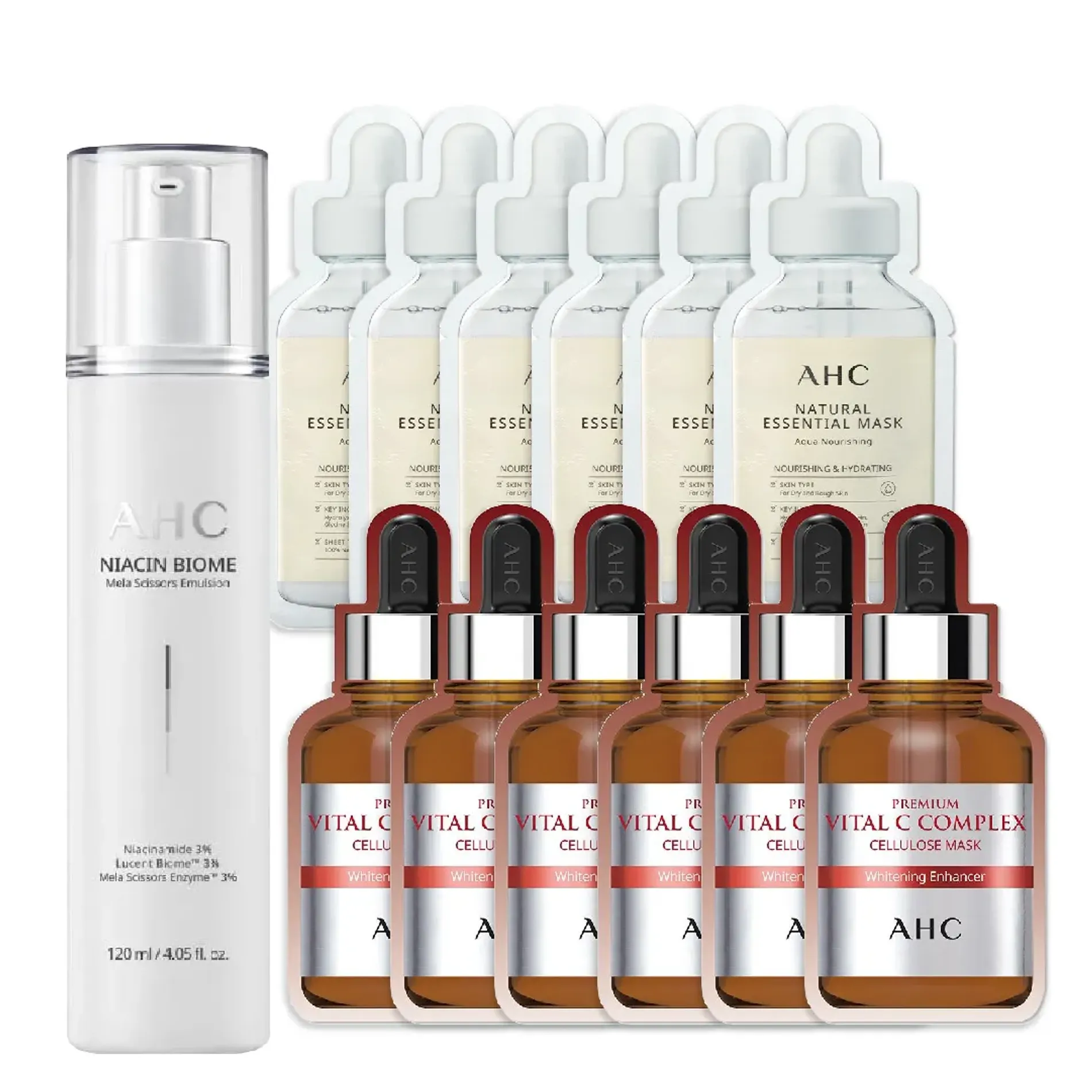 Combo 01 Sữa Dưỡng Sáng Da AHC Niacin 12ml & 12 Mặt NẠ Mix AHC