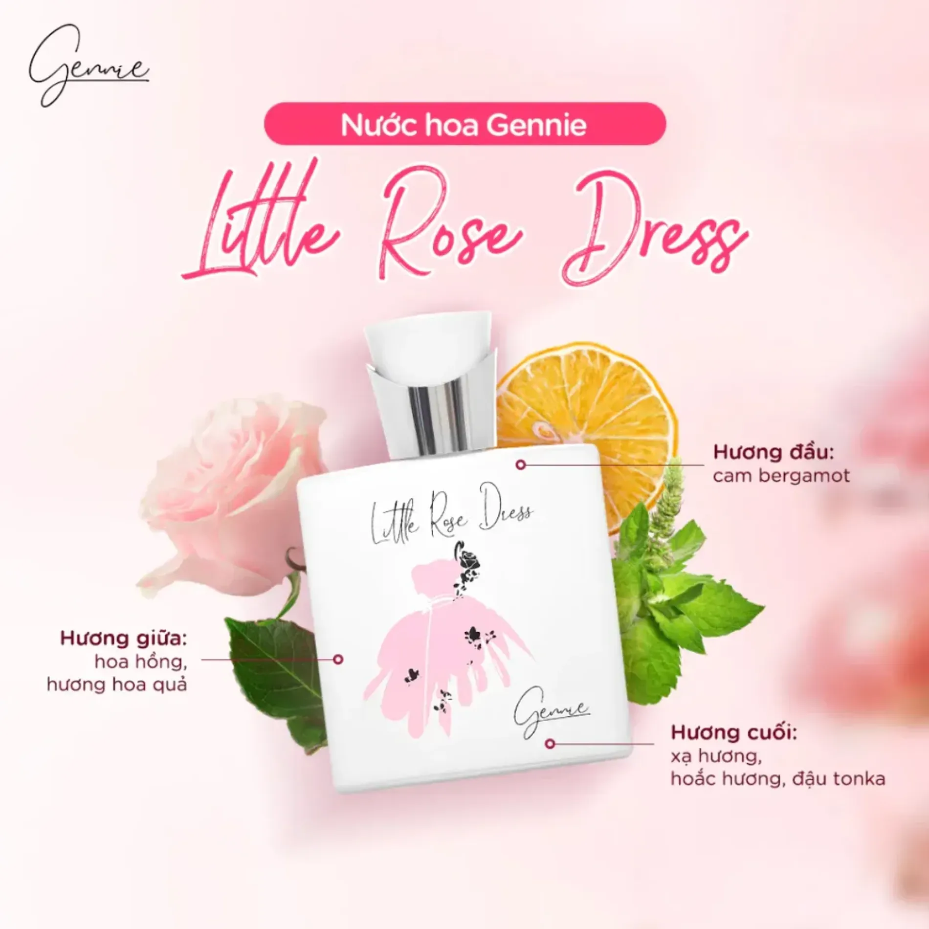 Nước Hoa Nữ Gennie Perfume Little Rose Dress 10Ml