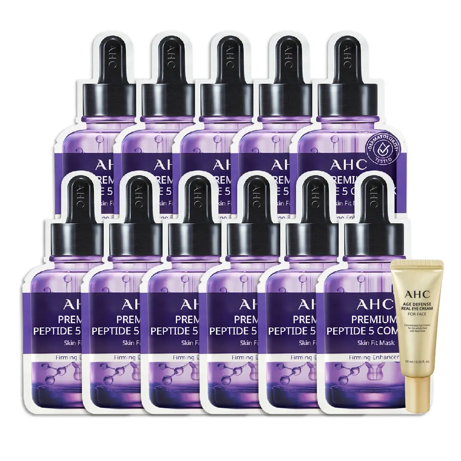 Combo 11 Mặt Nạ Săn Chắc Da AHC Peptide 5 & 01 Kem Mắt AHC Age Defense