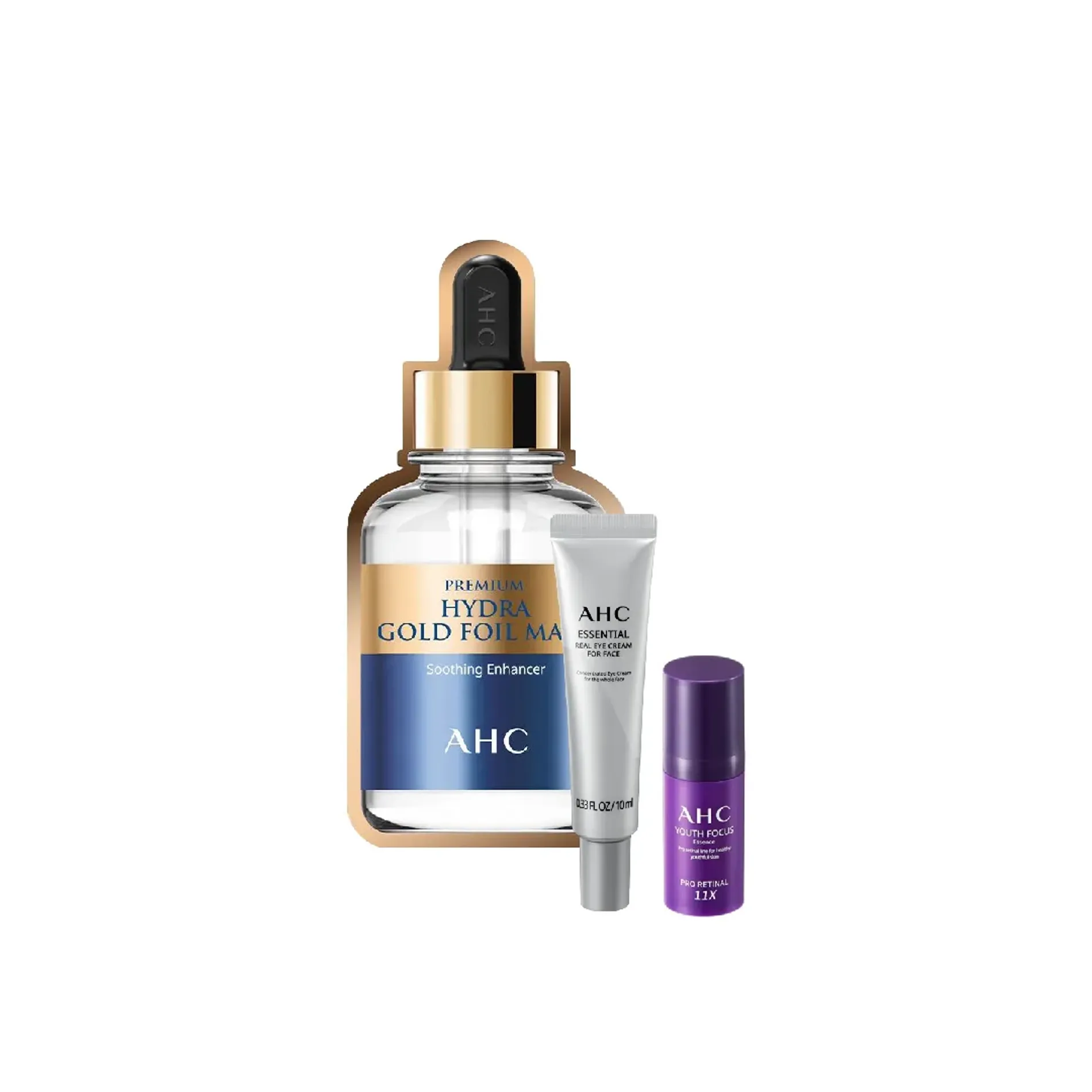 Combo AHC Dưỡng Da Trẻ Hóa (1 mặt nạ vàng Gold Foil + 1 tinh chất 10ml + 1 kem mắt 10ml)