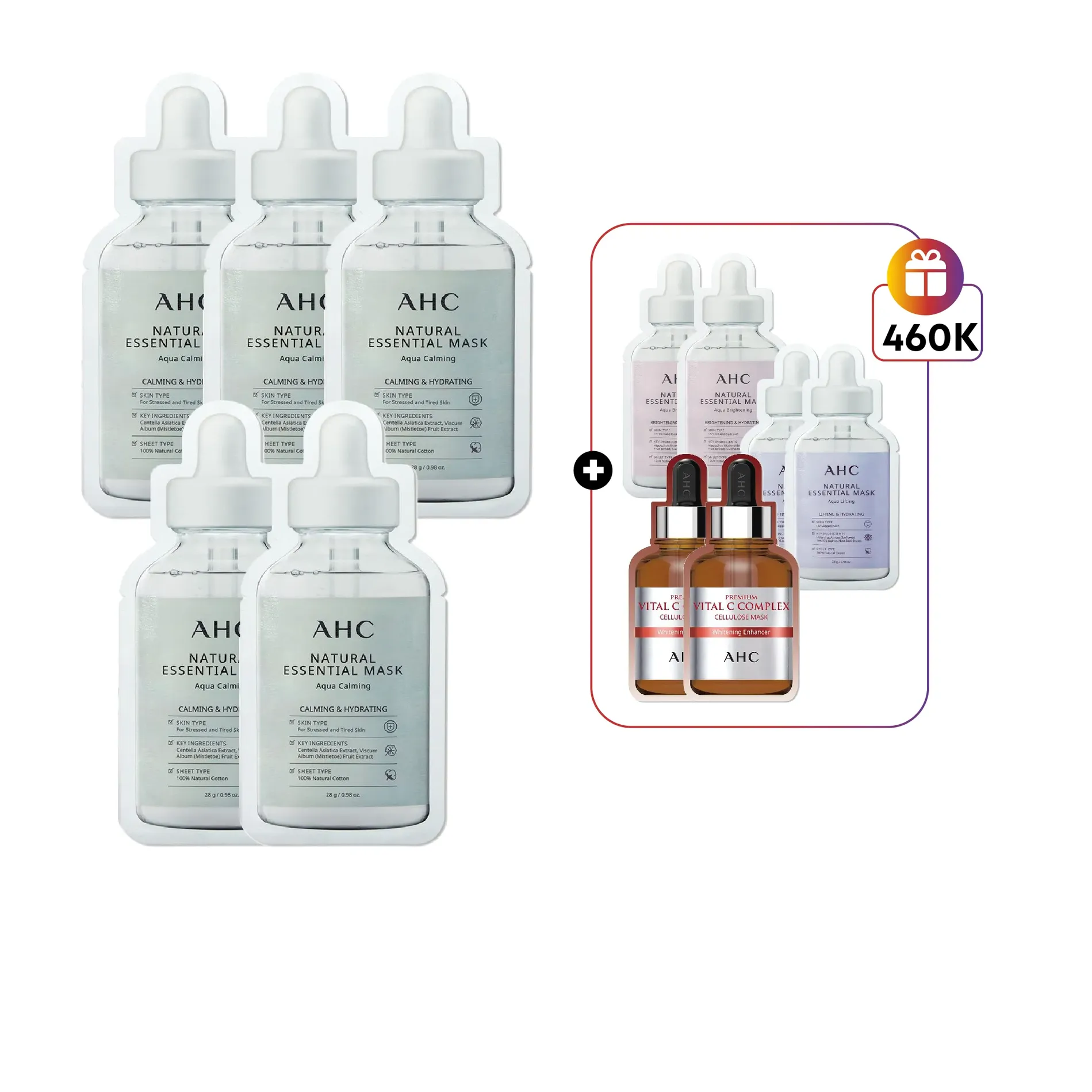 Combo 5 Mặt Nạ Dịu Da AHC Natural Essential Aqua Calming 28G