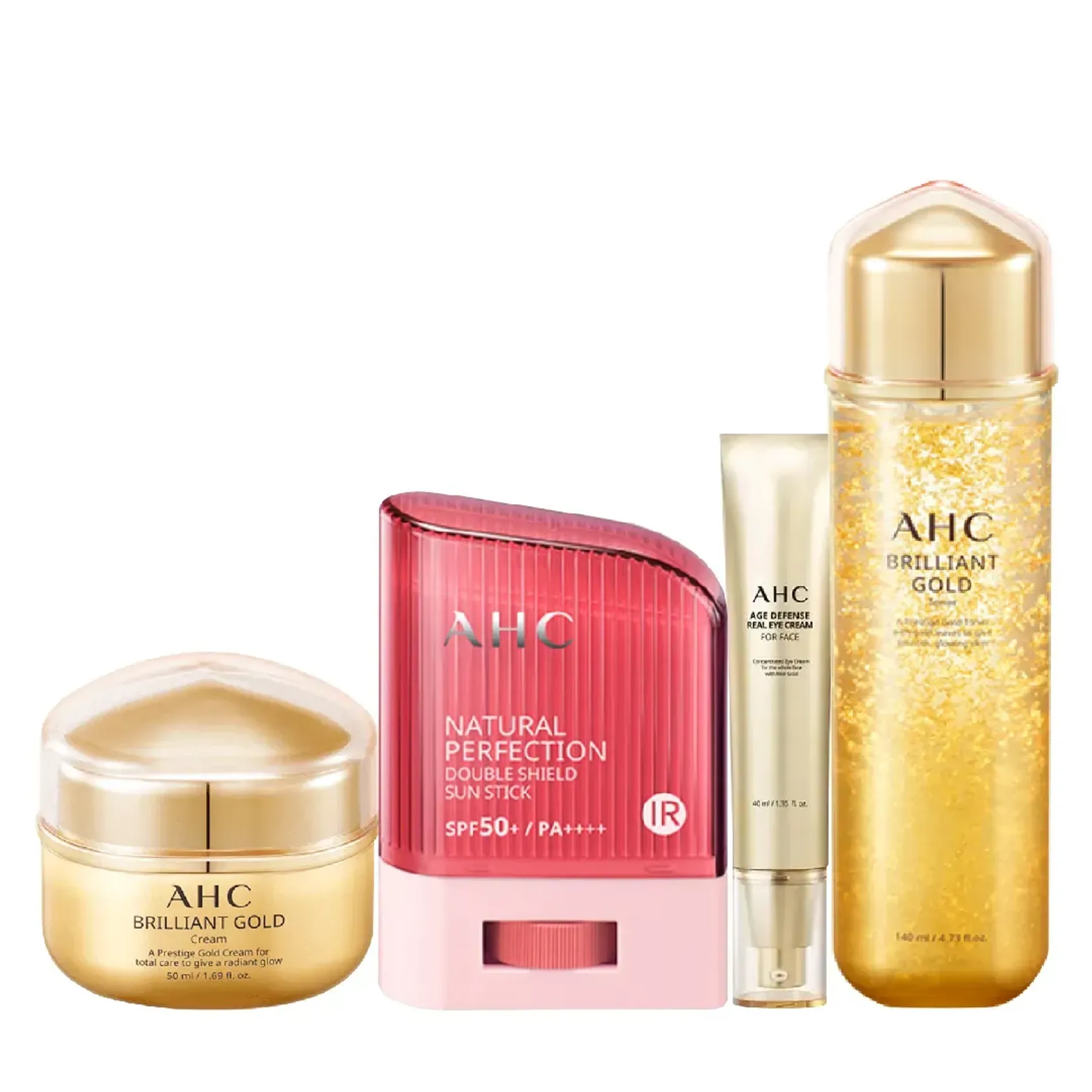 Combo 1 Kem Mắt AHC 40ml, Kem Dưỡng 50ml, Toner 140ml, Kem Chống Nắng 14g