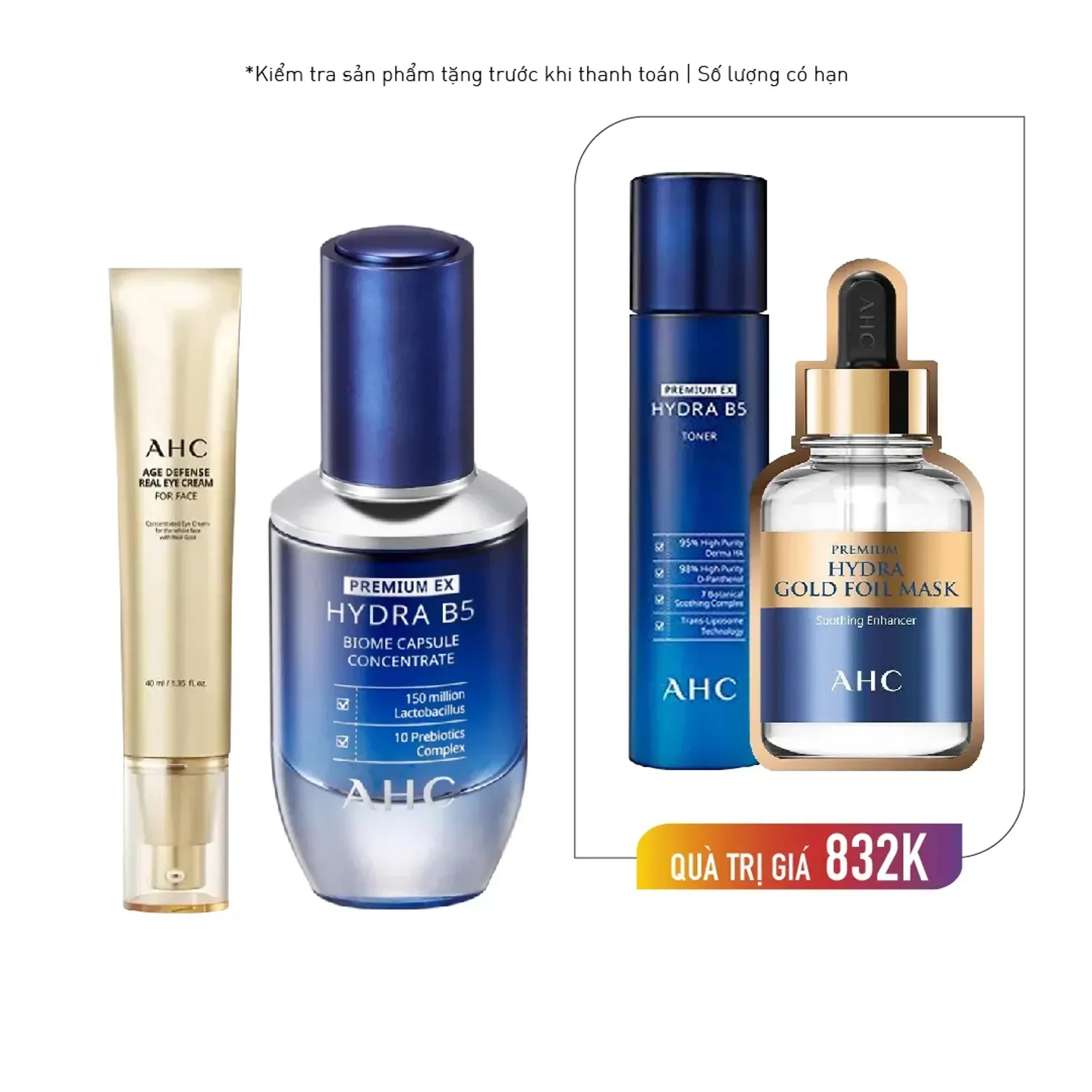 Combo Kem Dưỡng Mắt Ahc Age Defense 40Ml & Tinh Chất Làm Dịu Da Ahc Hydra B5 30Ml