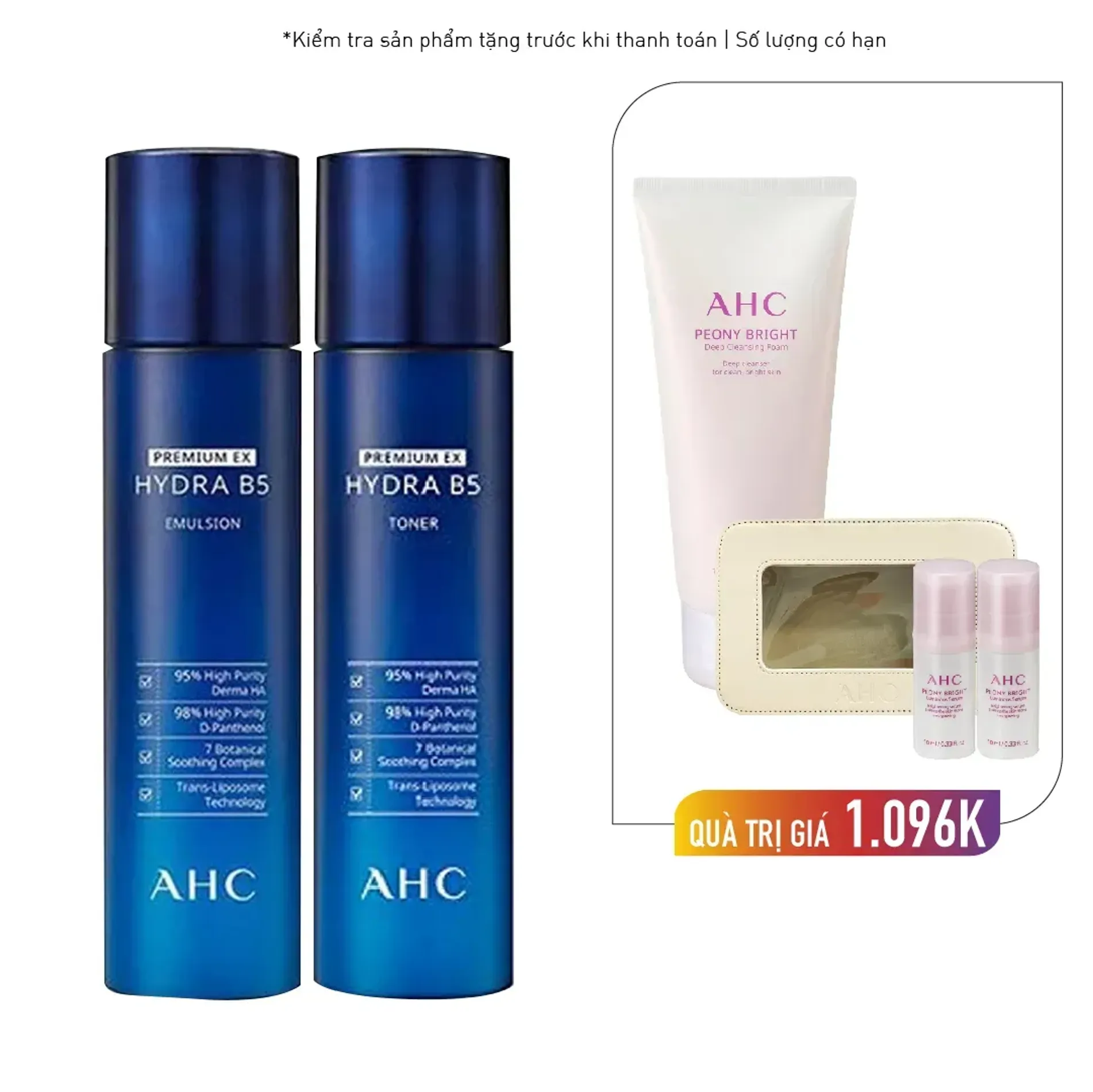 Combo Làm Dịu Da Ahc Premium Ex Hydra B5 (1 Sữa Dưỡng 140Ml + 1 Nước Cân Bằng 140Ml)