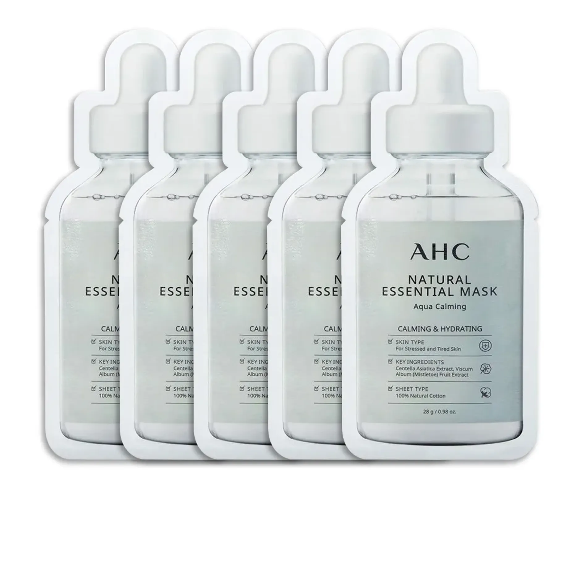 Set 5 Mặt Nạ Giấy Làm Dịu Da AHC Natural Essential Mask Aqua Calming 28G