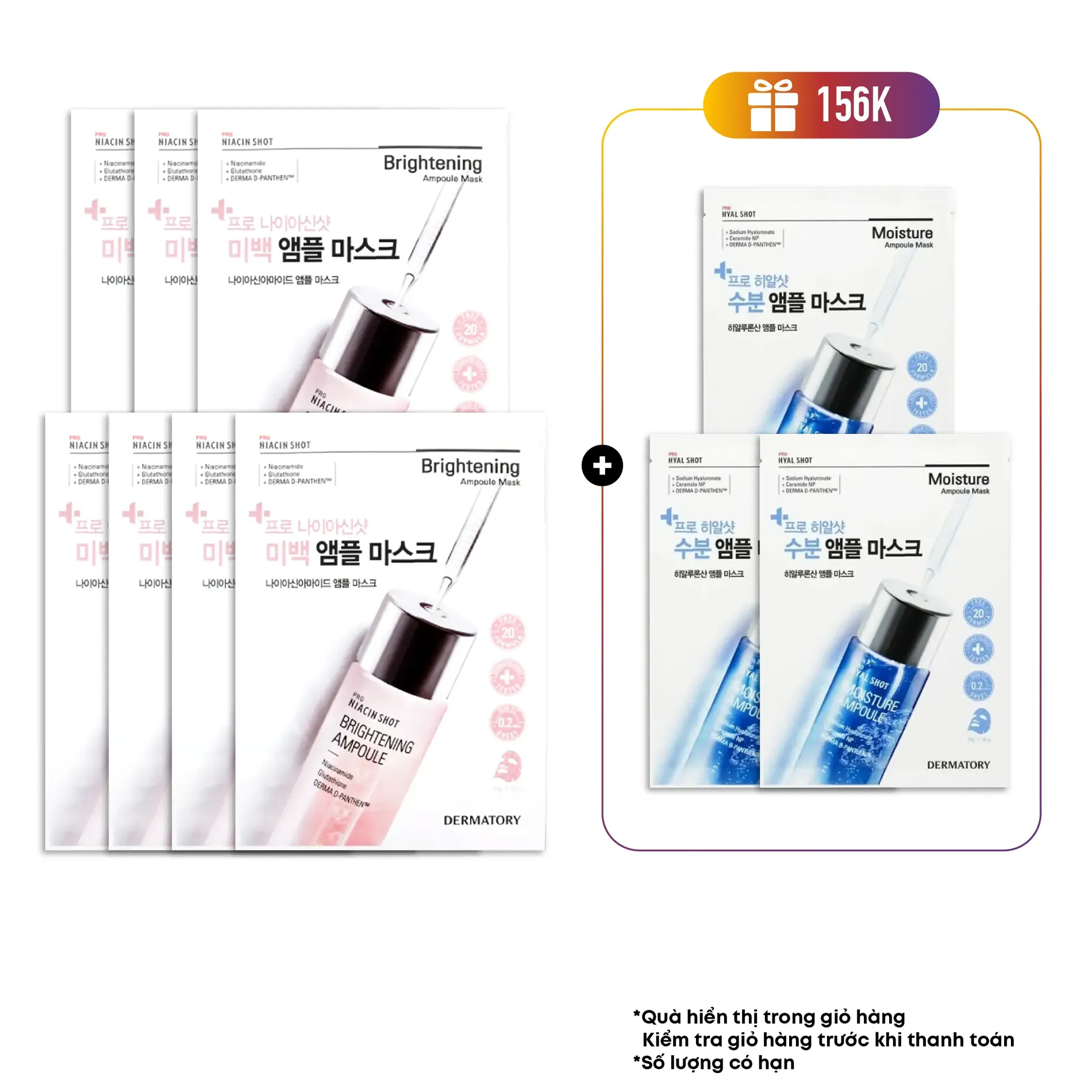 Set 7 Mặt Nạ Làm Sáng Da Dermatory Pro Niacin Shot Brightening Ampoule Mask