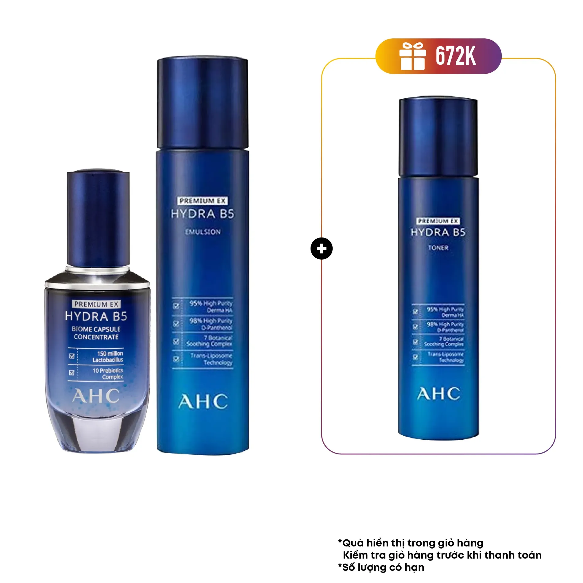 Combo Cấp Ẩm, Làm Dịu Và Phục Hồi Da AHC Premium Ex Hydra B5 (Tinh chất 30ml, sữa dưỡng 140ml ...