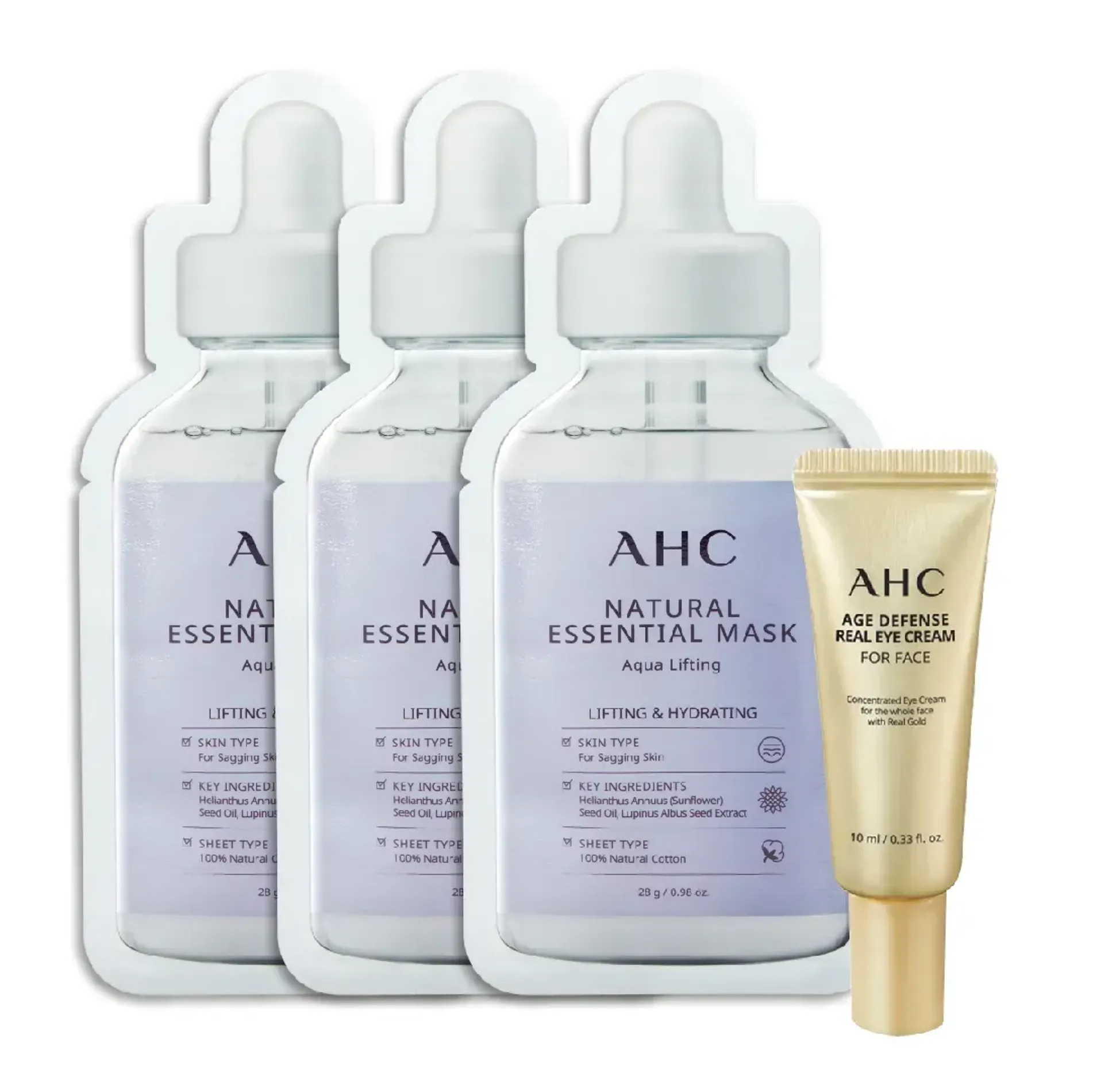 (Gift) Combo Kem Mắt Ahc 10Ml & 3 Mặt Nạ Giấy Nâng Cơ Ahc
