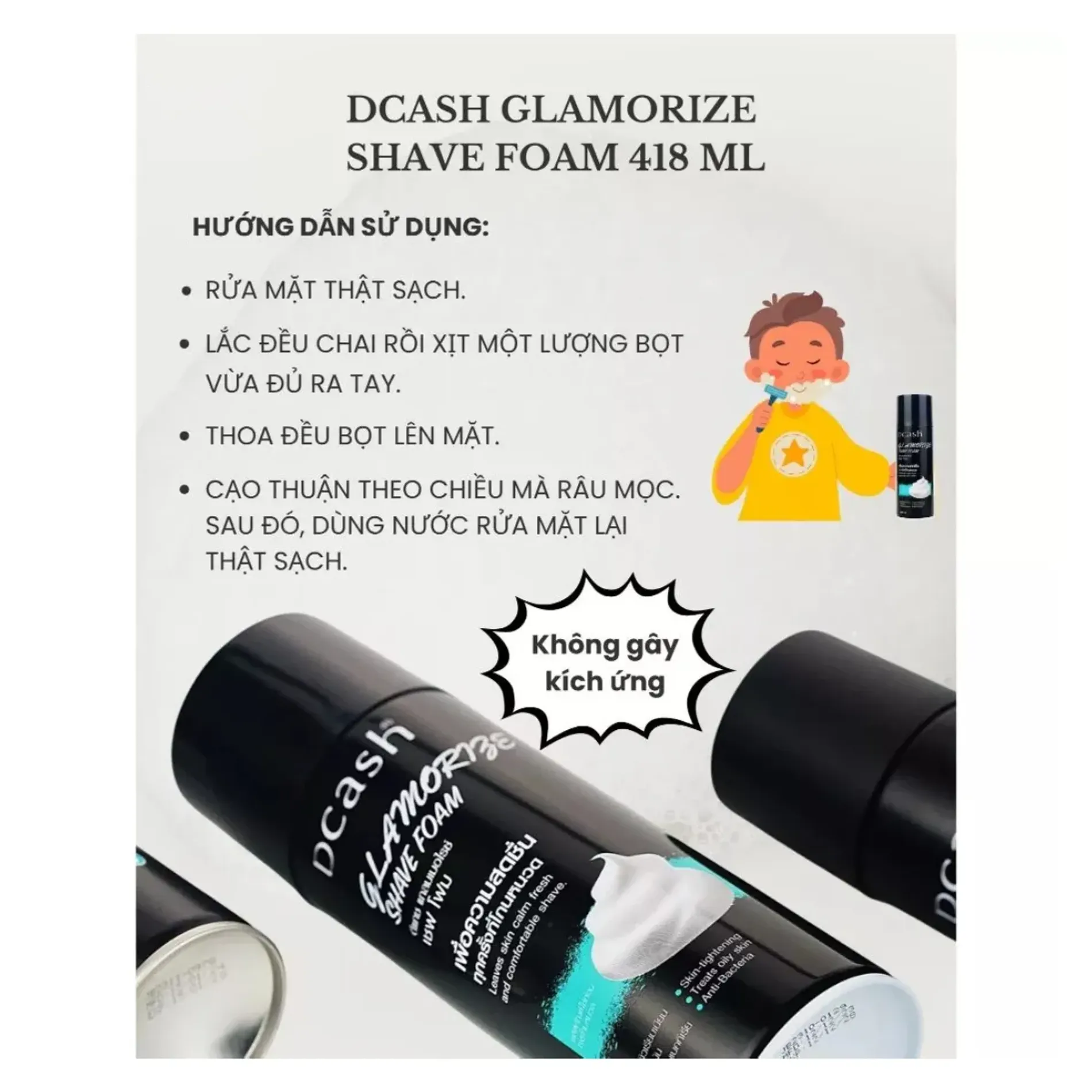 Bọt Cạo Râu Dcash Glamorize Shave Foam 418ml
