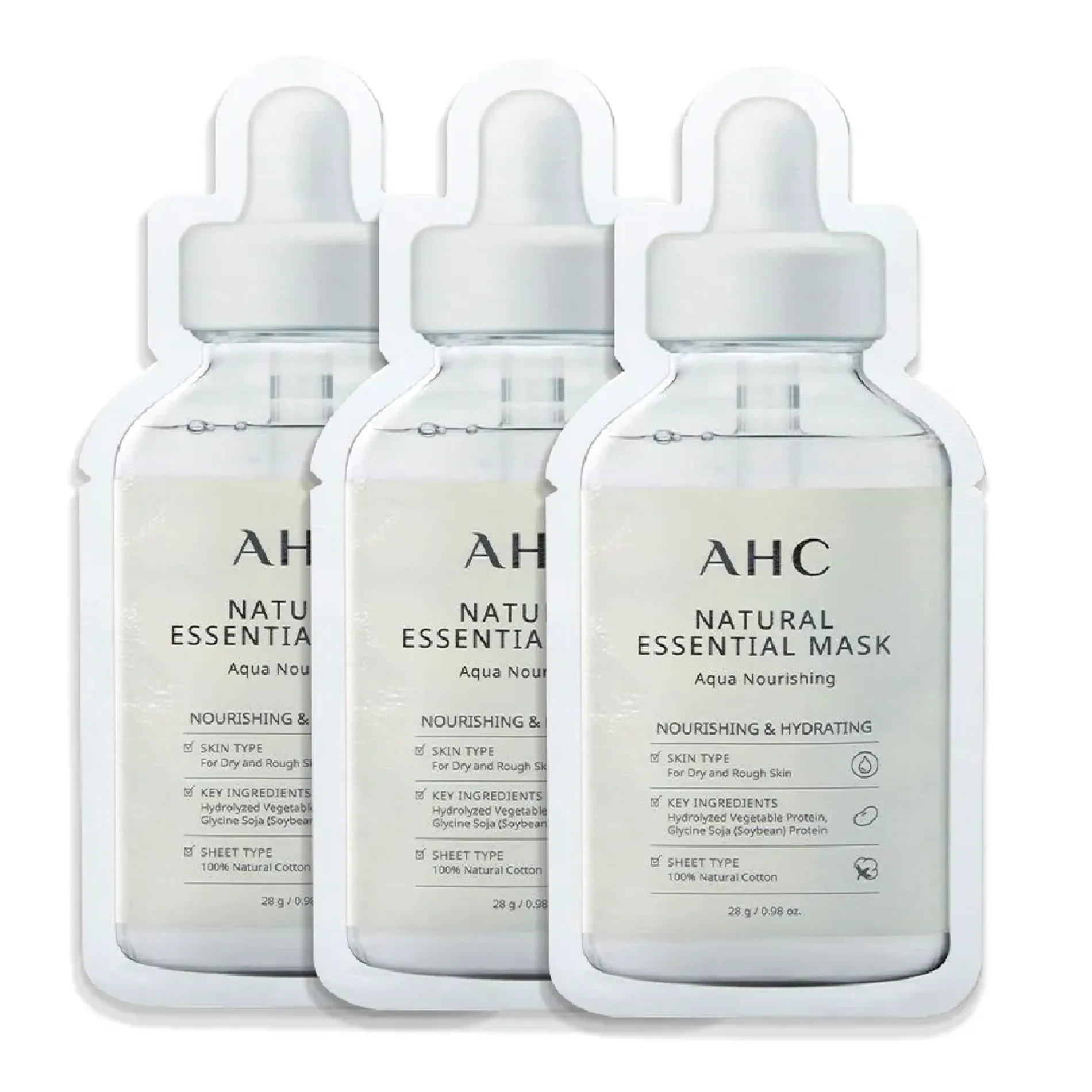 (Gift) Set 03 Mặt Nạ Giấy Làm Mềm Da Ahc Natural Essential Mask Aqua ...