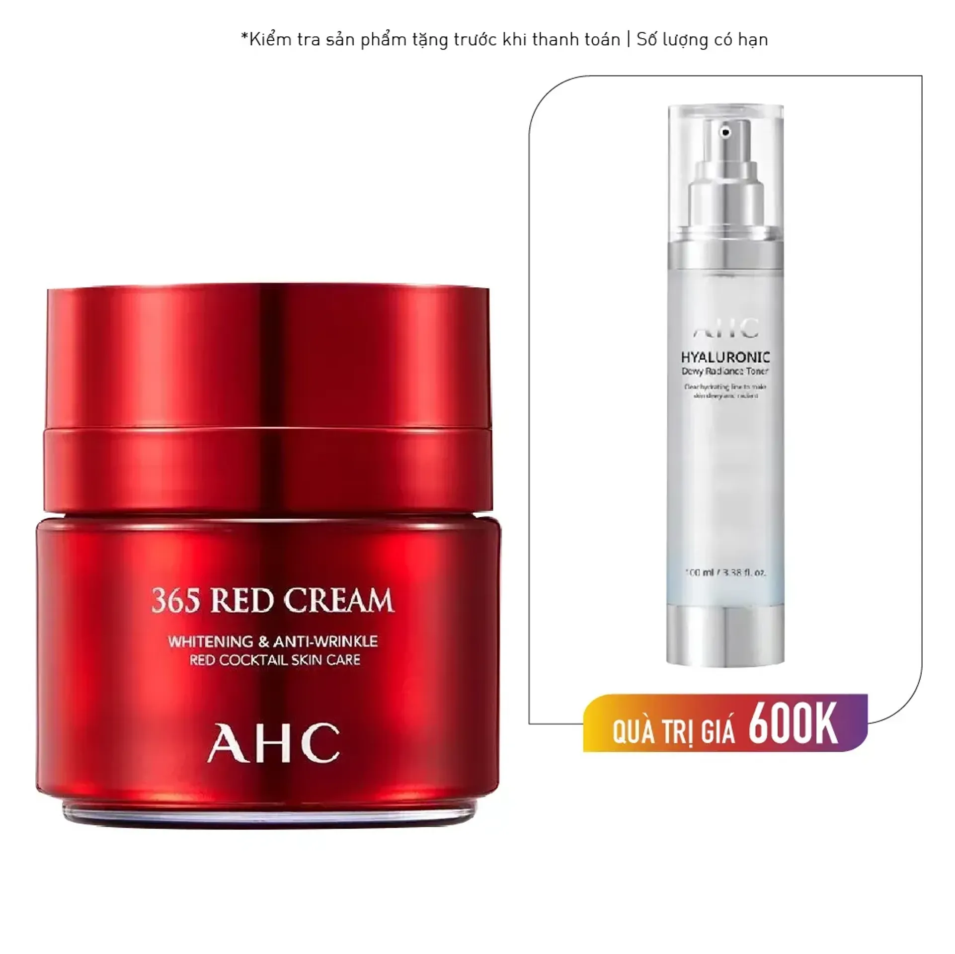 Combo Kem Dưỡng Ahc 365 Red 50ml & Nước Cân Bằng Ahc Hyaluronic 100ml