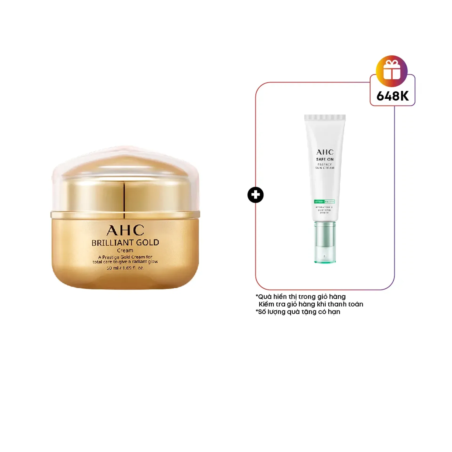 Combo Kem Dưỡng Ngừa Lão Hóa AHC Brilliant Gold 50ml & Kem Chống Nắng AHC 50ml