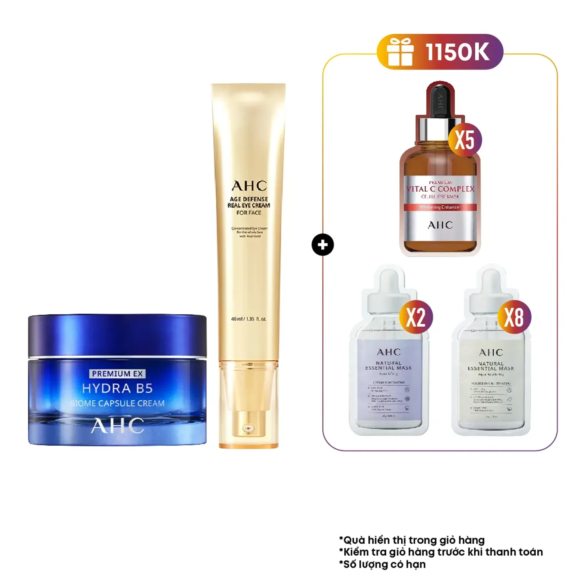 Combo AHC Dưỡng Ẩm, Phục Hồi Da - 1 Kem Dưỡng Mặt Hydra B5 50ml & 1 Kem Mắt 40ml