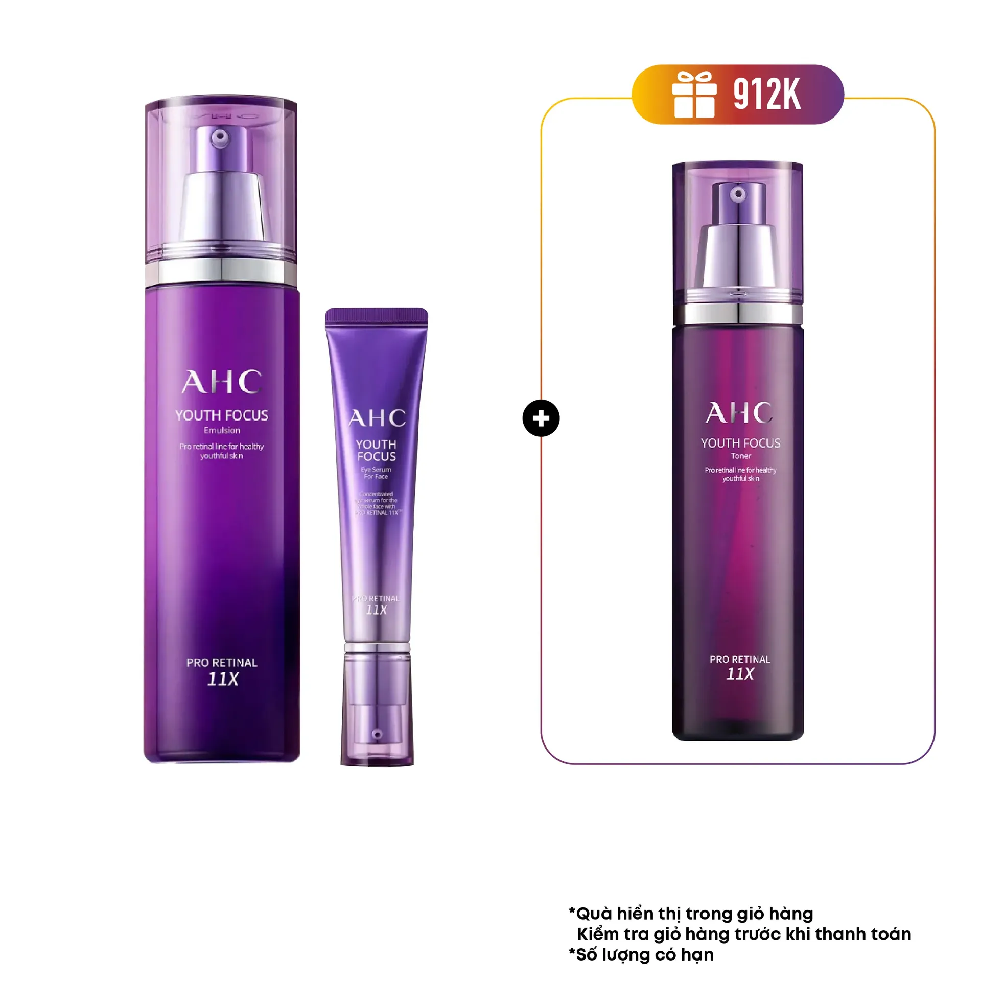 Combo Chống Lão Hóa Chuyên Sâu AHC Youth Focus - Tinh Chất Vùng Mắt 30ml + Sữa Dưỡng 130Ml ...