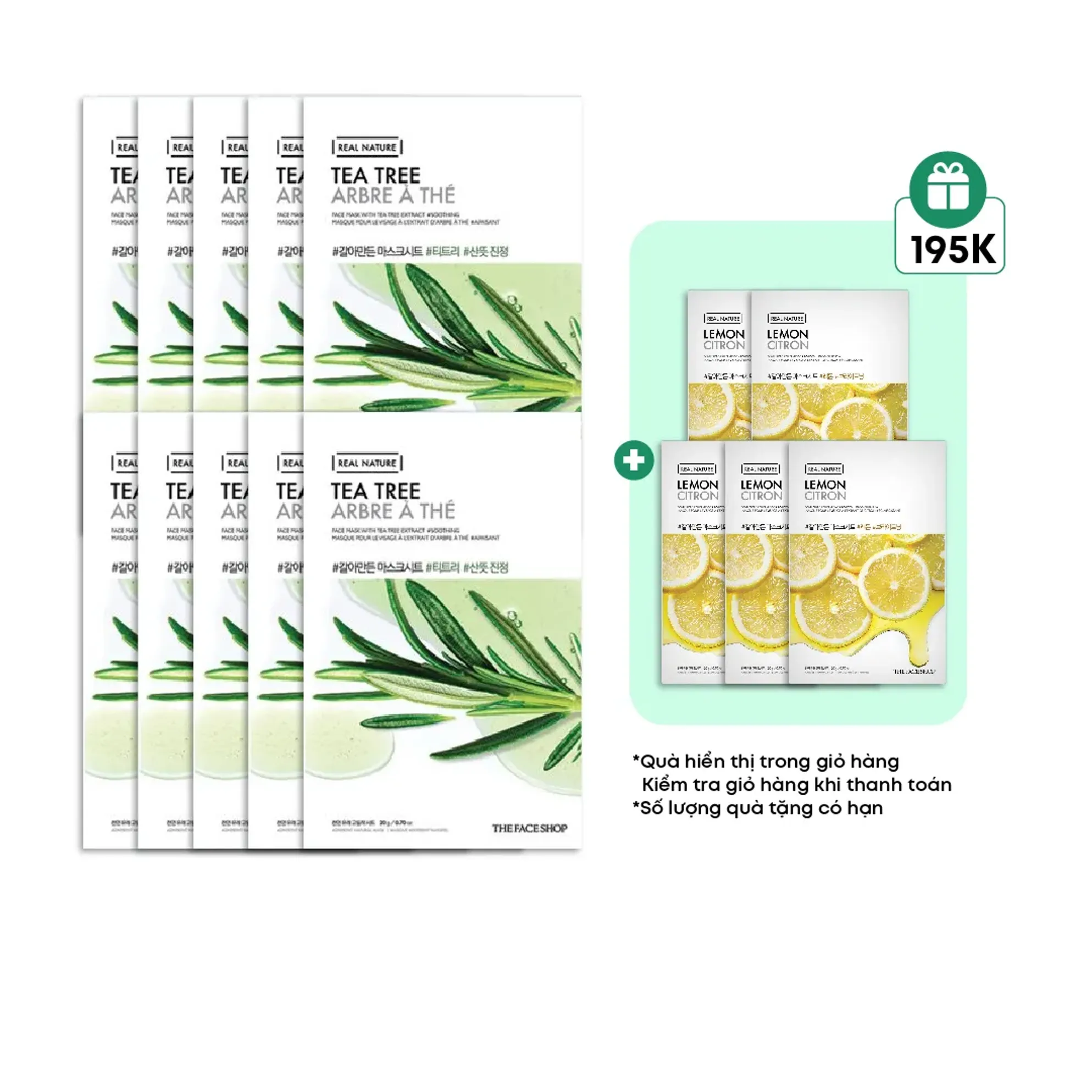 Set 10 Mặt Nạ Thanh Lọc Da THE FACE SHOP Real Nature Tea Tree Face Mask