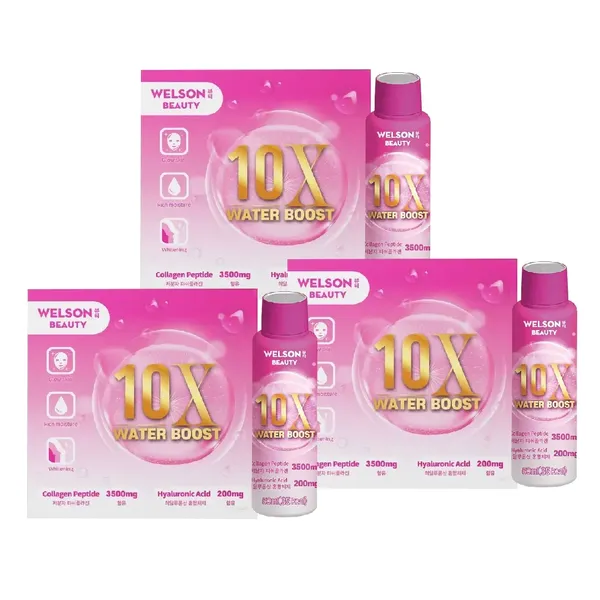 Combo 3 Nước Uống Collagen Cấp Ẩm Welson Beauty 10X Water Boost Collagen Drink (Hộp 6 Chai X 50Ml)