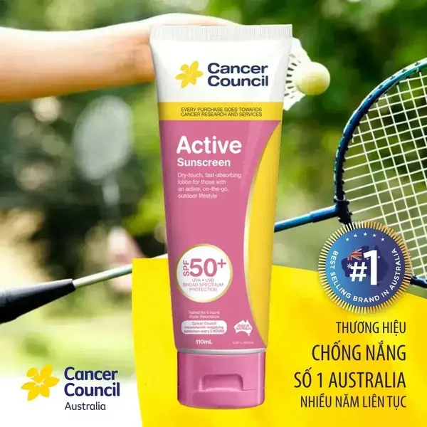 Kem Chống Nắng Cancer Council Active Sunscreen Pink Spf50+ 110Ml
