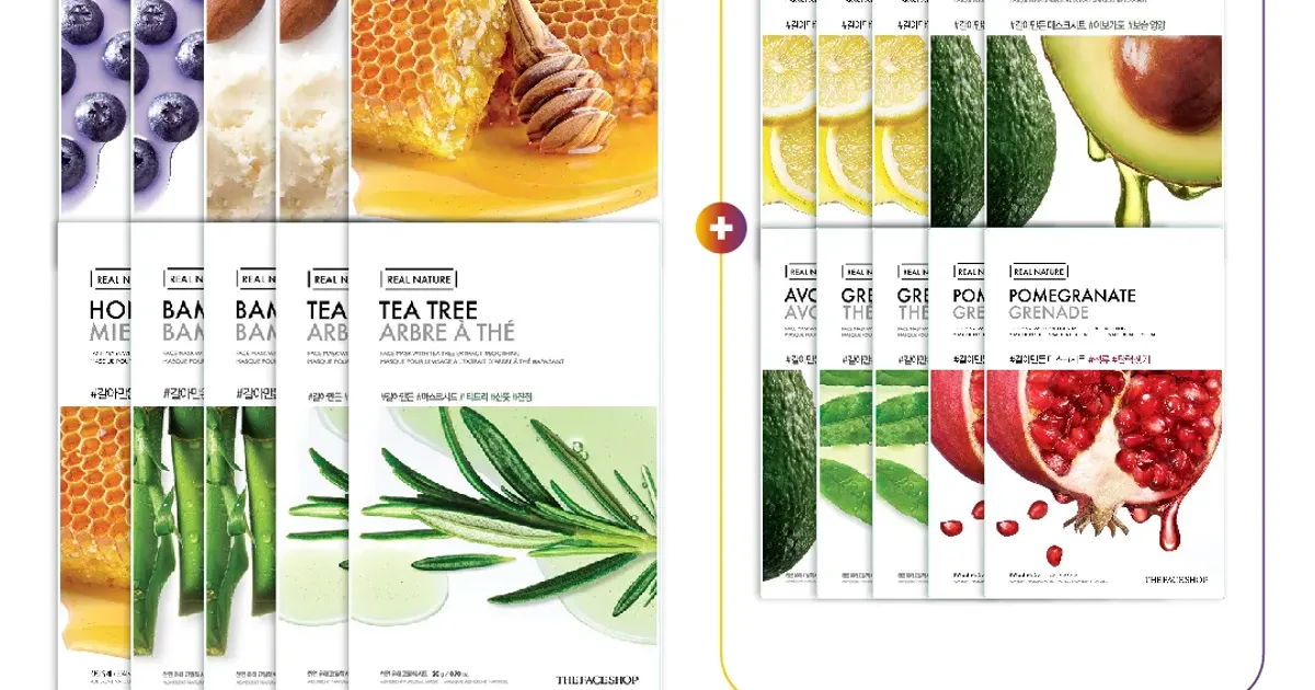 Combo 20 Mặt Nạ THE FACE SHOP Cấp Ẩm, Mịn Màng Da Real Nature 20g (mix ...