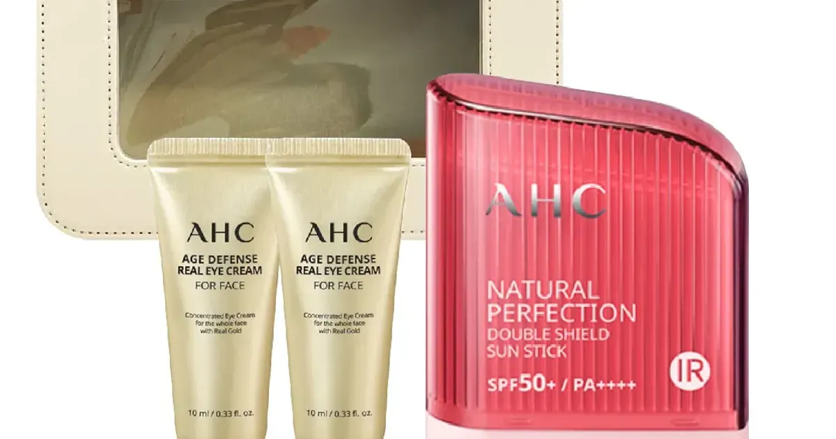 (Gift) Kem Chống Nắng Ahc Natural Perfection 14G, 2 Kem Mắt Ahc Age Defense 10Ml & Túi Đựng Mỹ ...