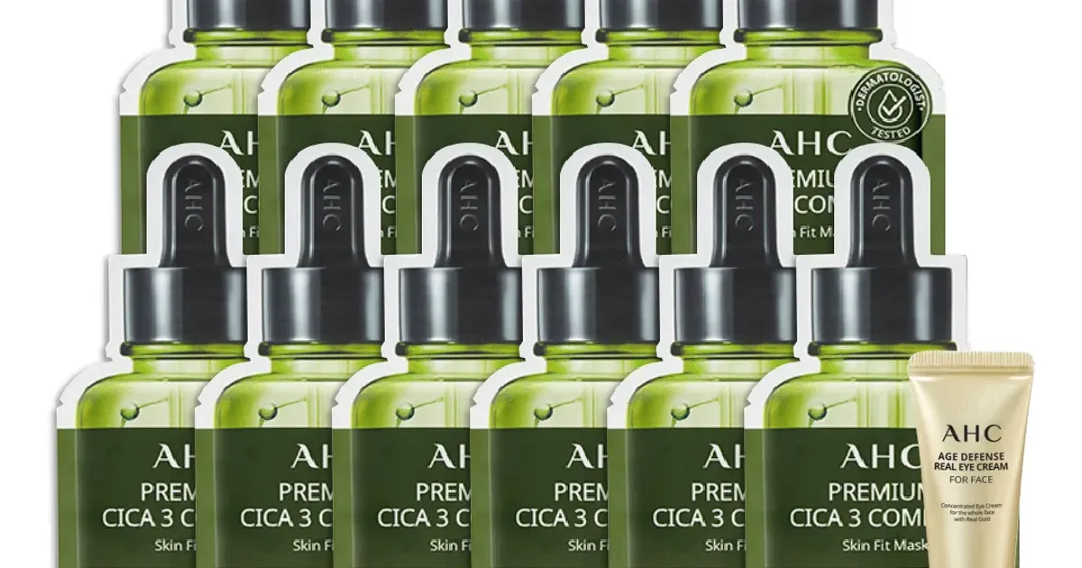 Combo 11 Mặt Nạ Phục Hồi AHC Premium Cica-3 & 01 Kem Mắt AHC Age Defense