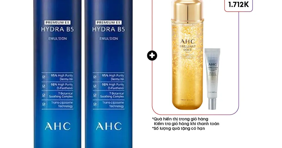 Set 2 Sữa Dưỡng Ẩm AHC Premium Ex Hydra B5 Emulsion 140Ml